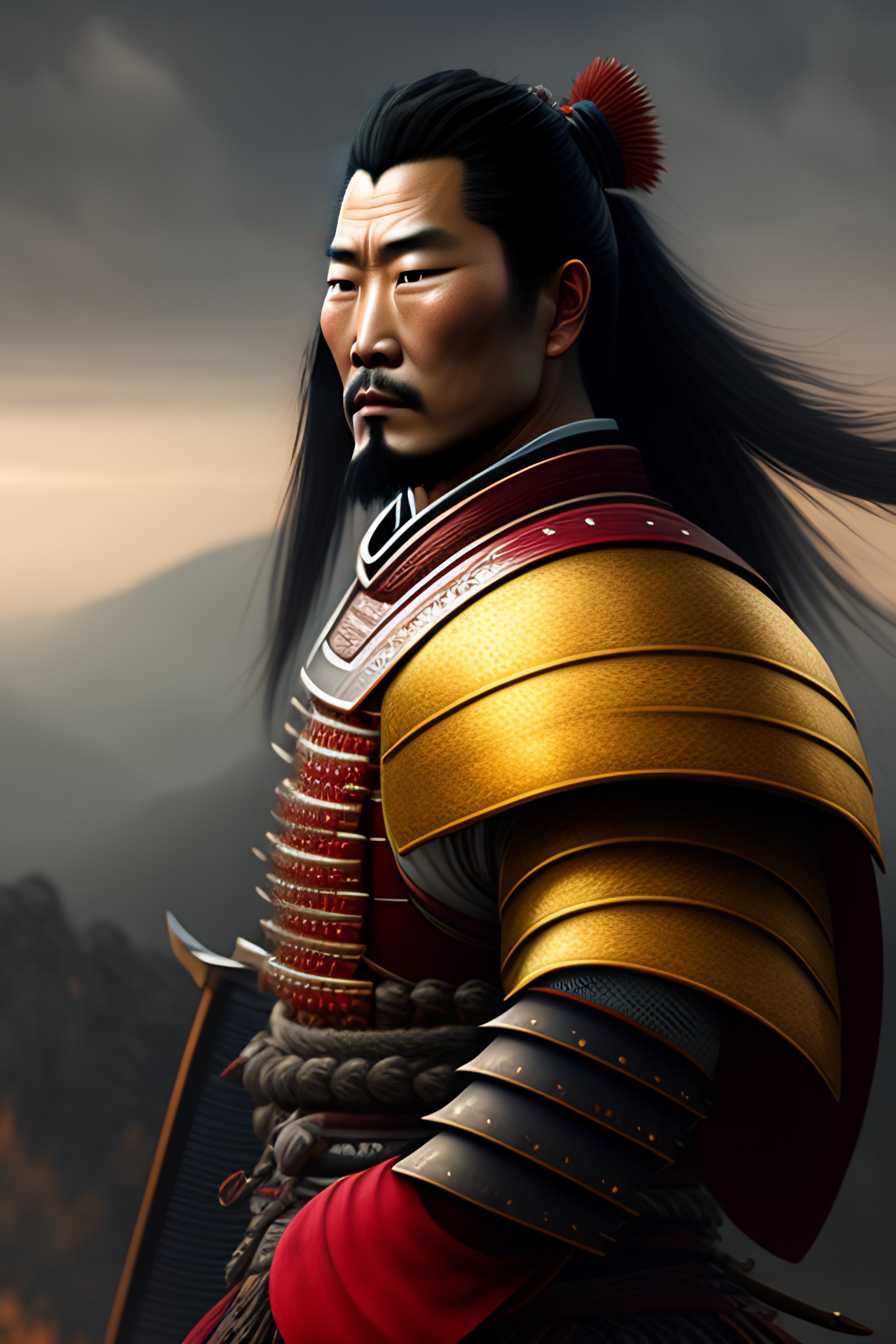 Lexica - A photo realistic portrait of a samurai. The samurai has his ...