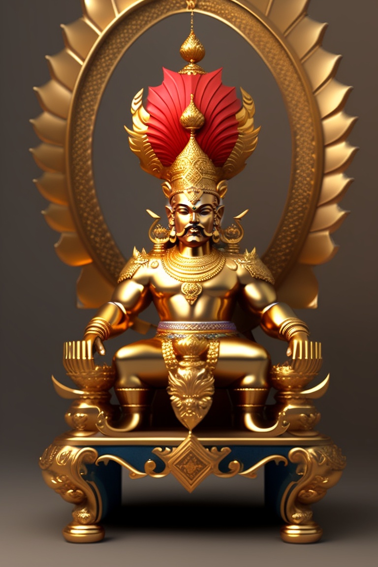 Lexica - Ravan having 10 heads , siting on golden dragon throne at ...