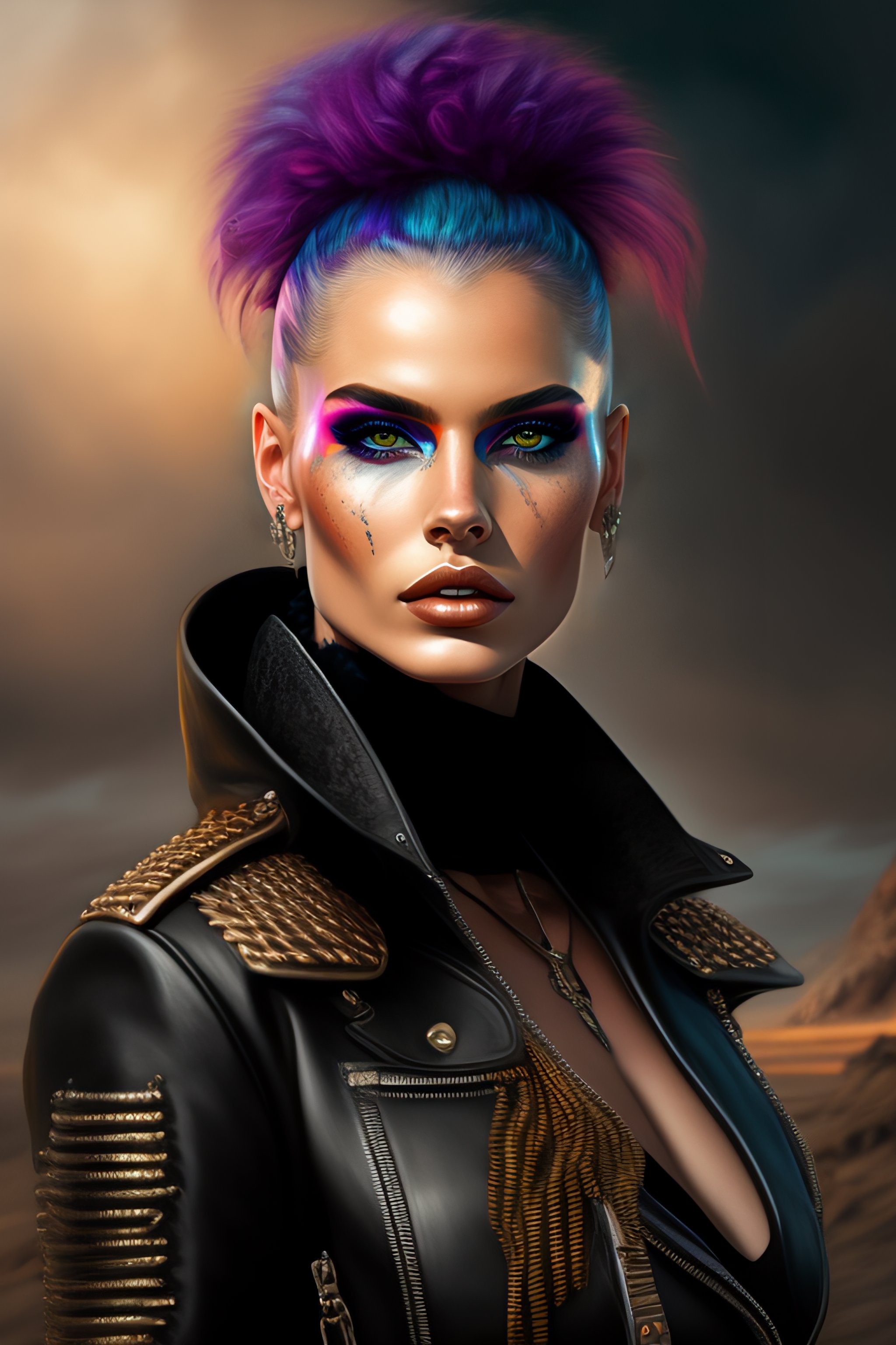 Lexica - Beautiful punk scull girl, revealing mad max jacket ...