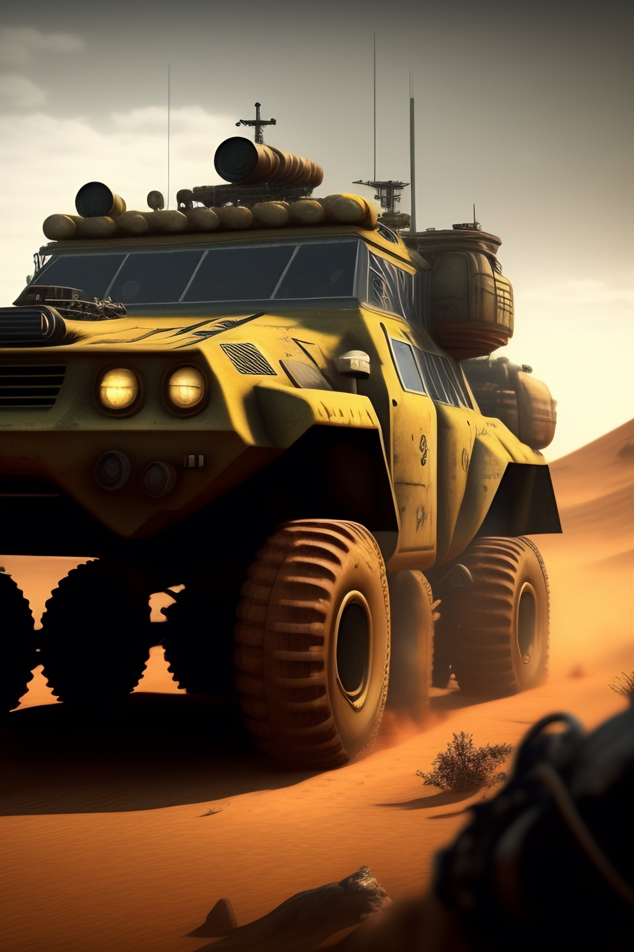 Lexica - A post-apocalyptic APC in the style of fallout in the style of ...