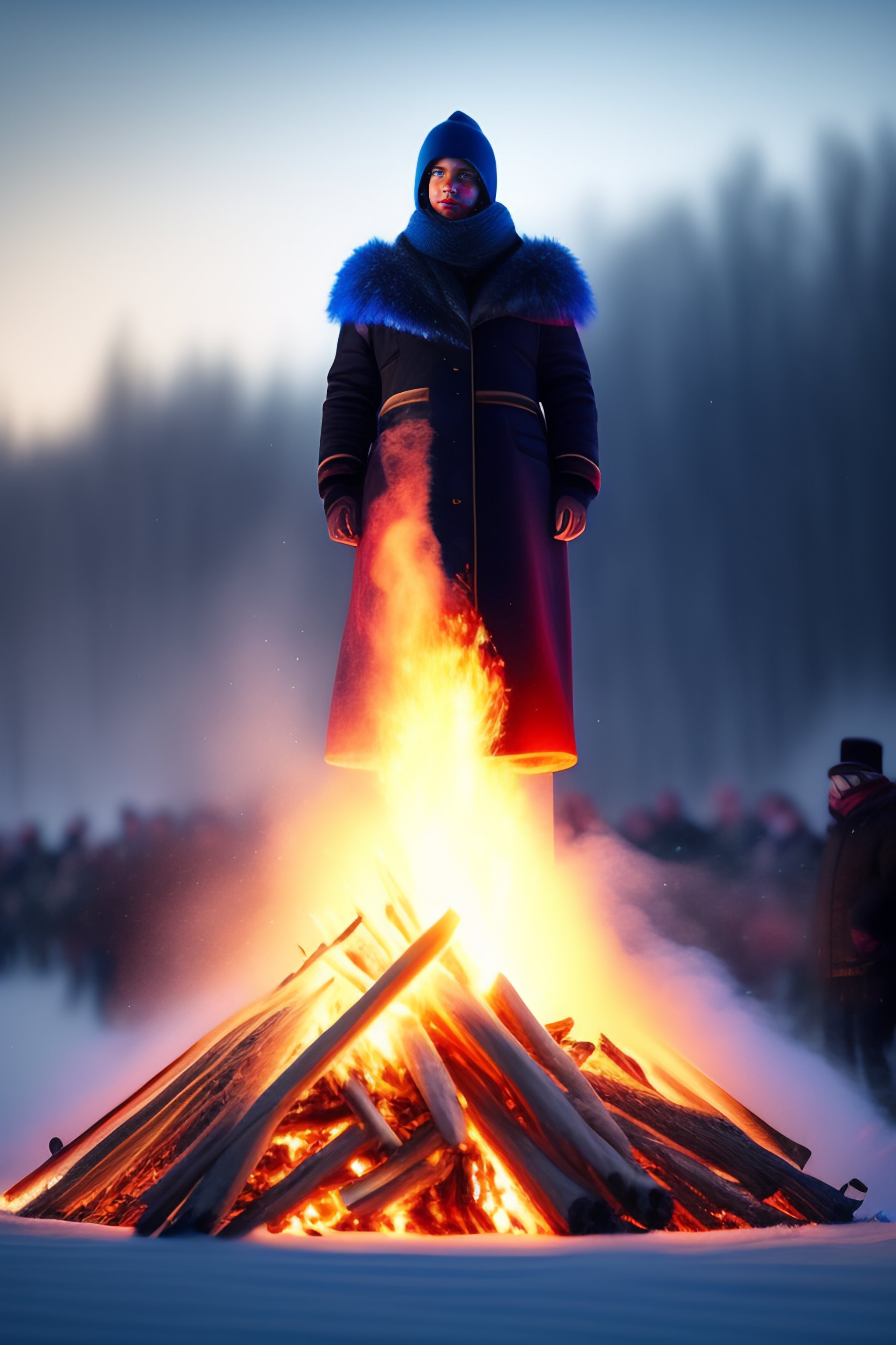 Lexica - Realistic aerial race gather around a bonfire NYE 2022 ...