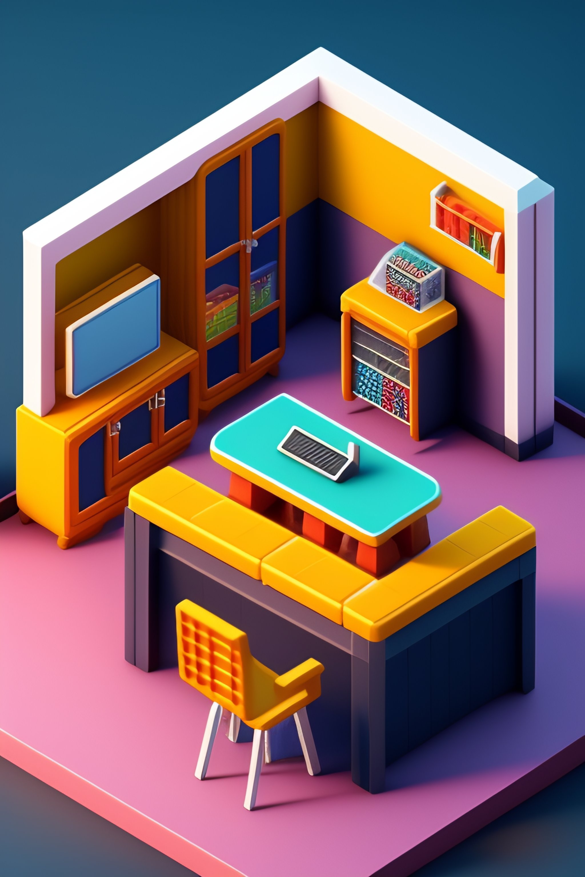 Lexica - Detailed isometric classroom, pixel art, unreal engine voxel ...