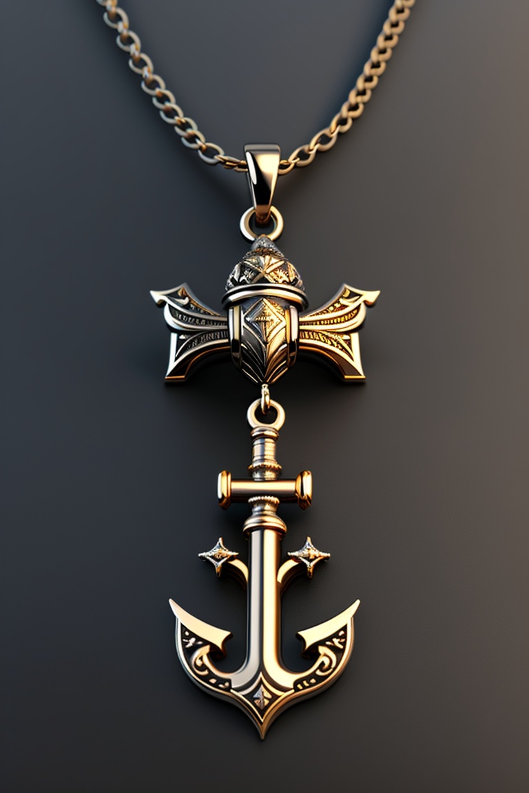 Lexica - A modest necklace hand engraved with an anchor wrapped in a ...