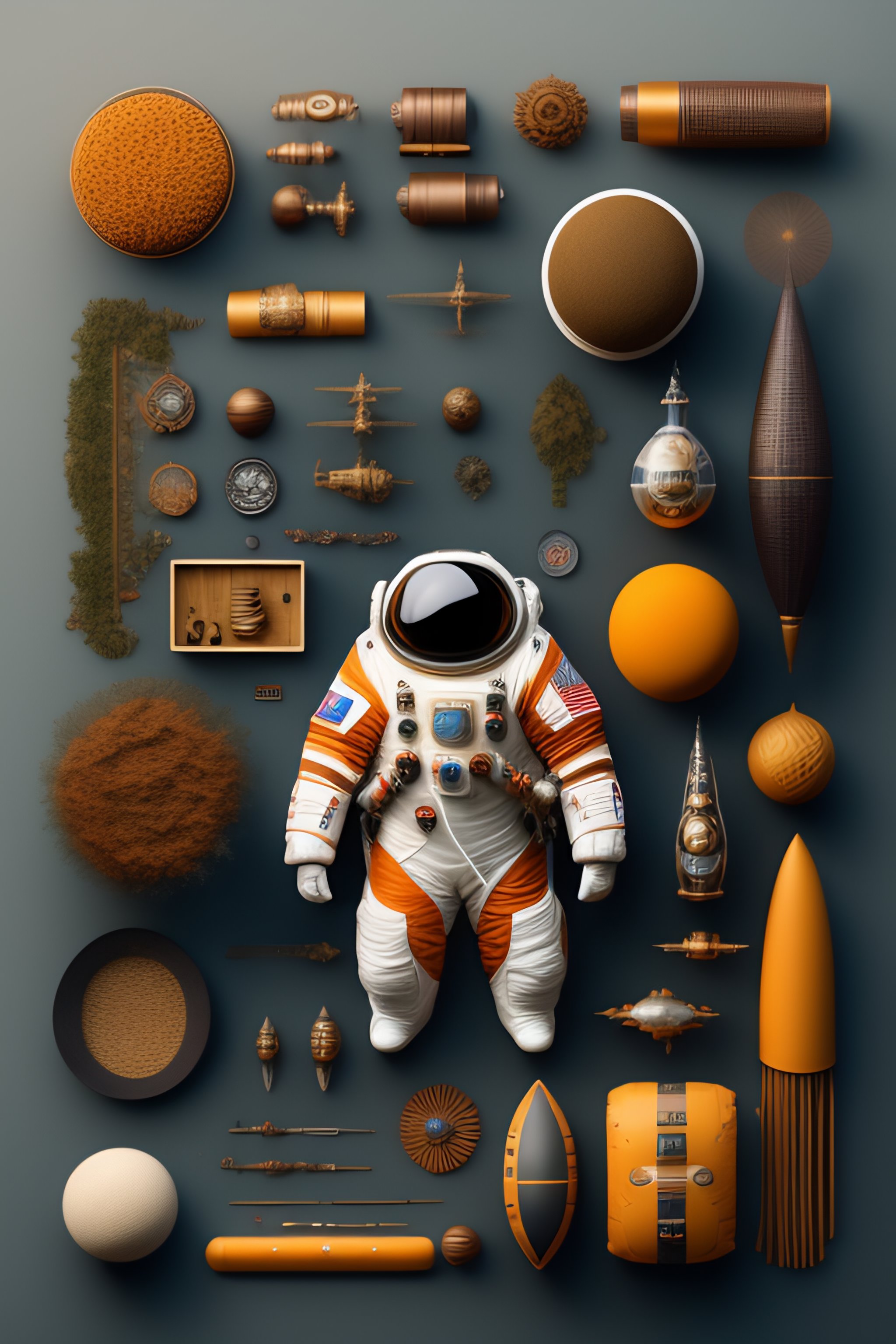 Lexica - 'Cosmonaut, Costumes and props, Knolling, Knolling layout ...