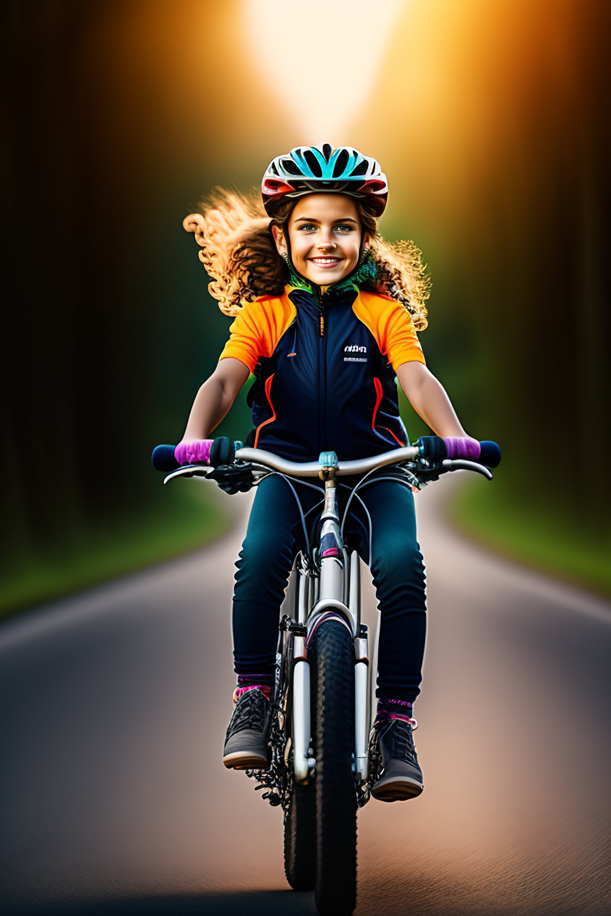 Lexica - Portrait of a girl riding bicycle