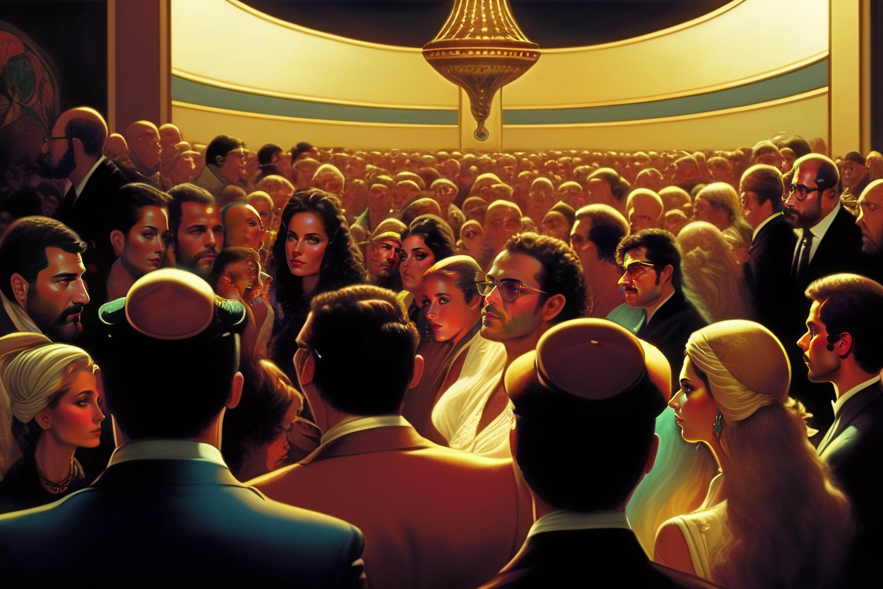 Lexica - Picture of a modern synagogue on the Sabbath, crowded with ...