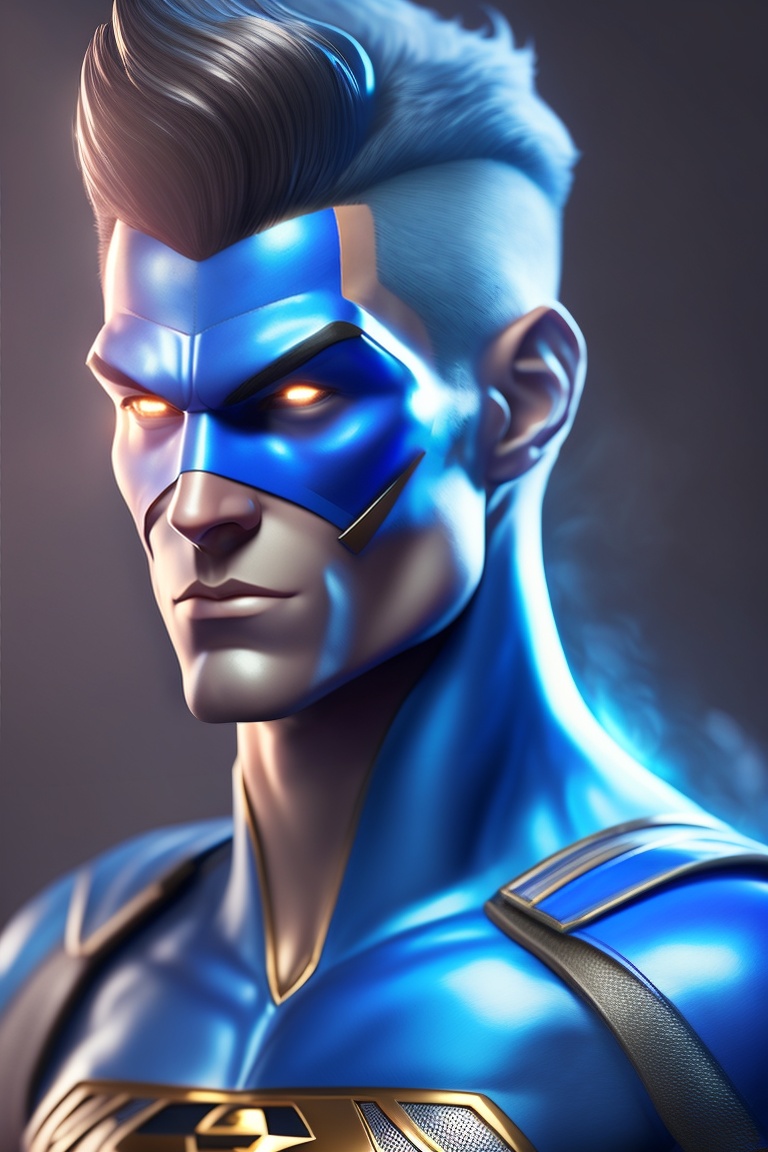 Lexica - Blue Super hero, comic stiyle, law details