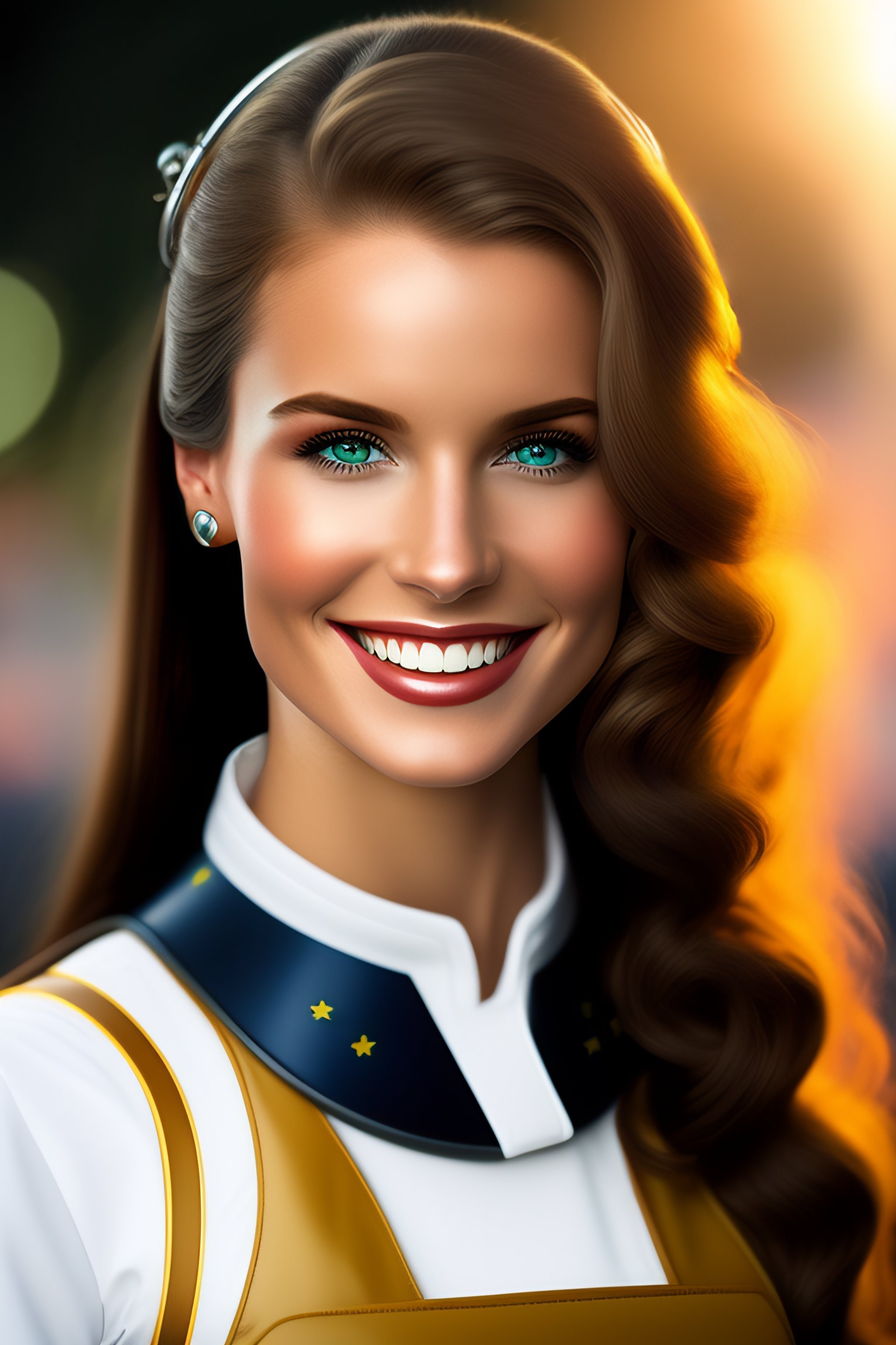 Lexica - European girl smiling android Viking