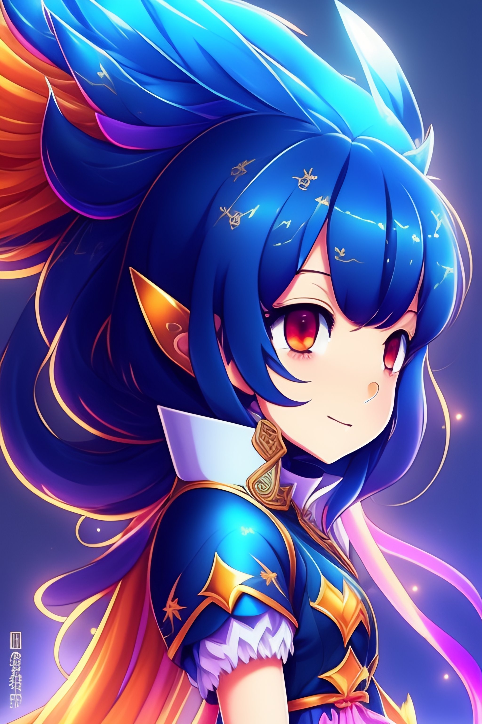 Lexica - A cerulean phoenix, in the style of chibi anime.