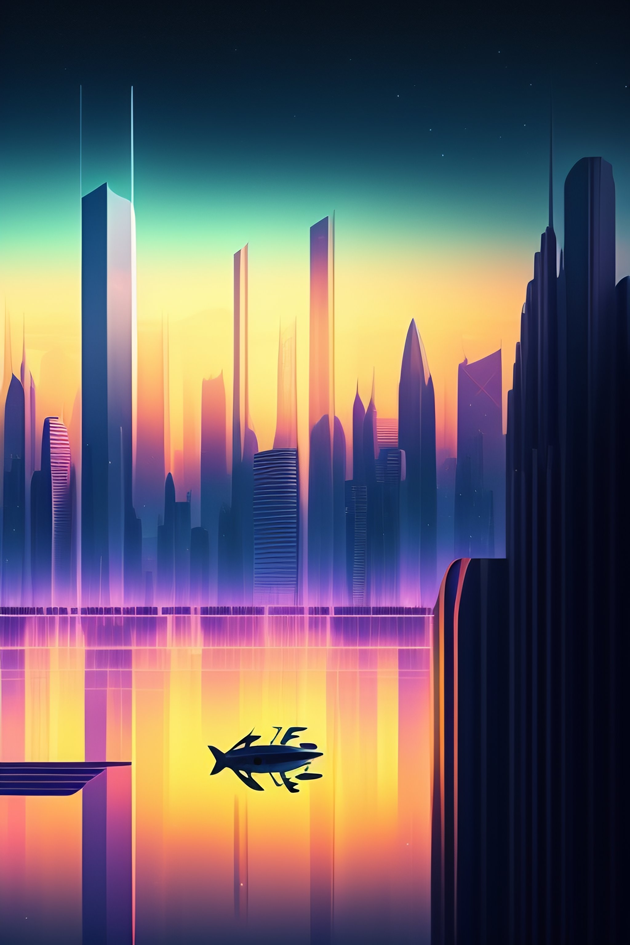 Lexica - Future tech bee , night city in the background, muted colors ...