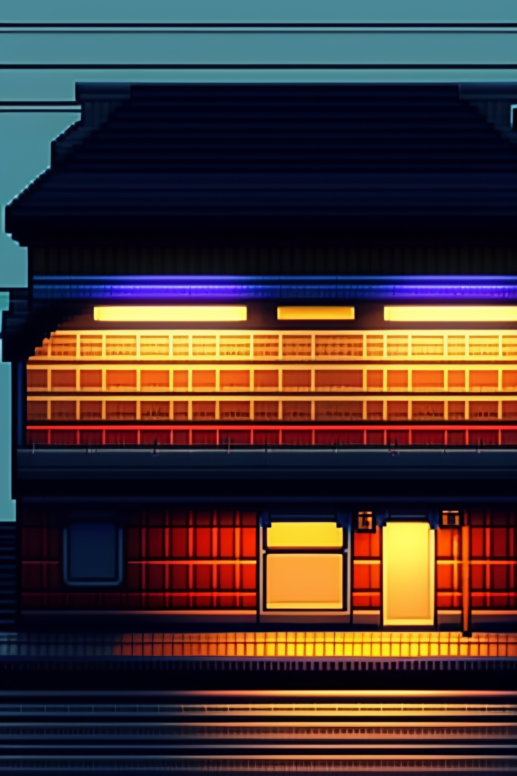 Lexica - Pixelart, Late train at the eerie station at night, hyper ...