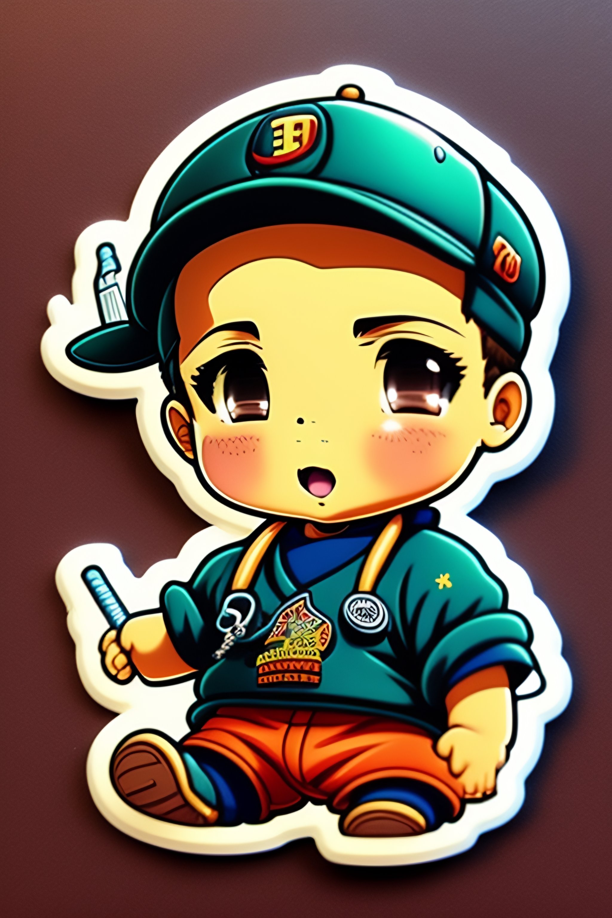Lexica - Cute cartoon baby dr dre sticker, anime style, solid backgound ...