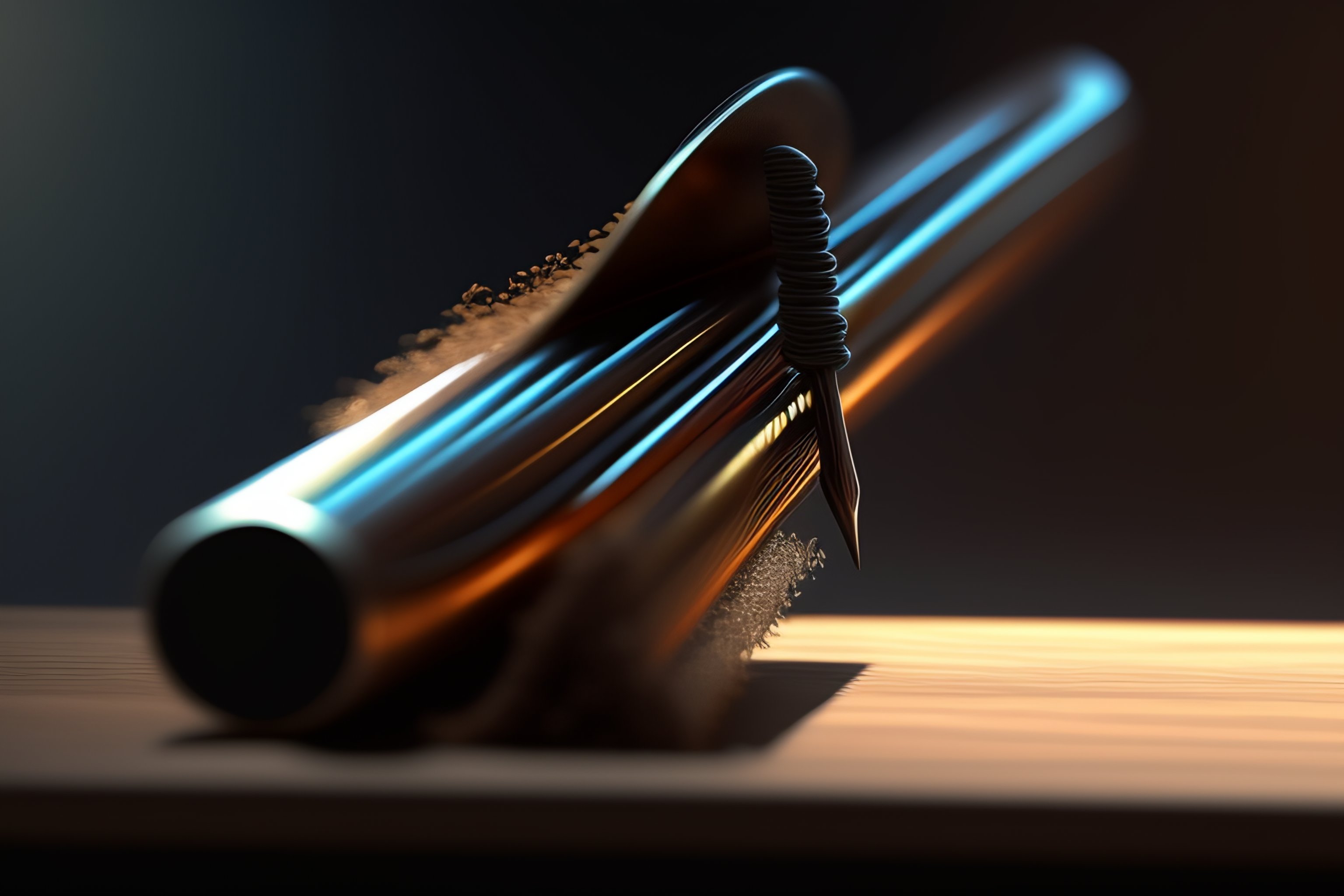 Lexica - A striking fantasy portrait of a single metal rod laying down ...