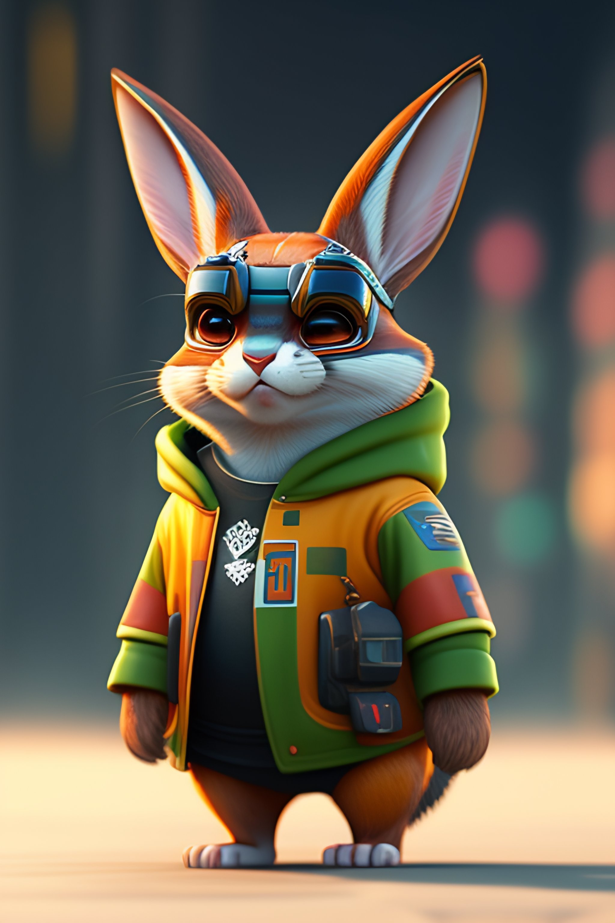 Lexica - Super cute cyberpunk bunny, pixar, zootopia, cgi