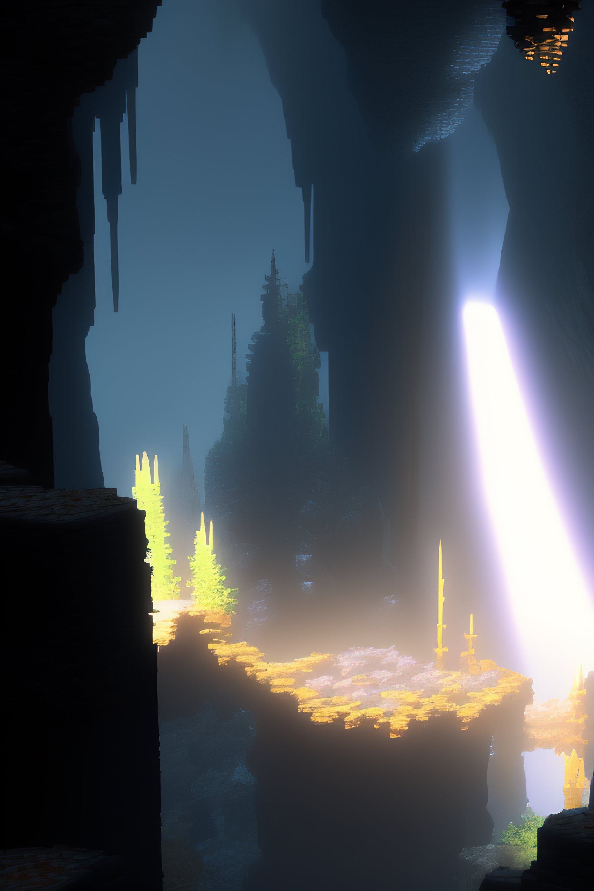 Lexica - Dark pixelated dungeon with sunlight, cobwebs , spooky, white ...