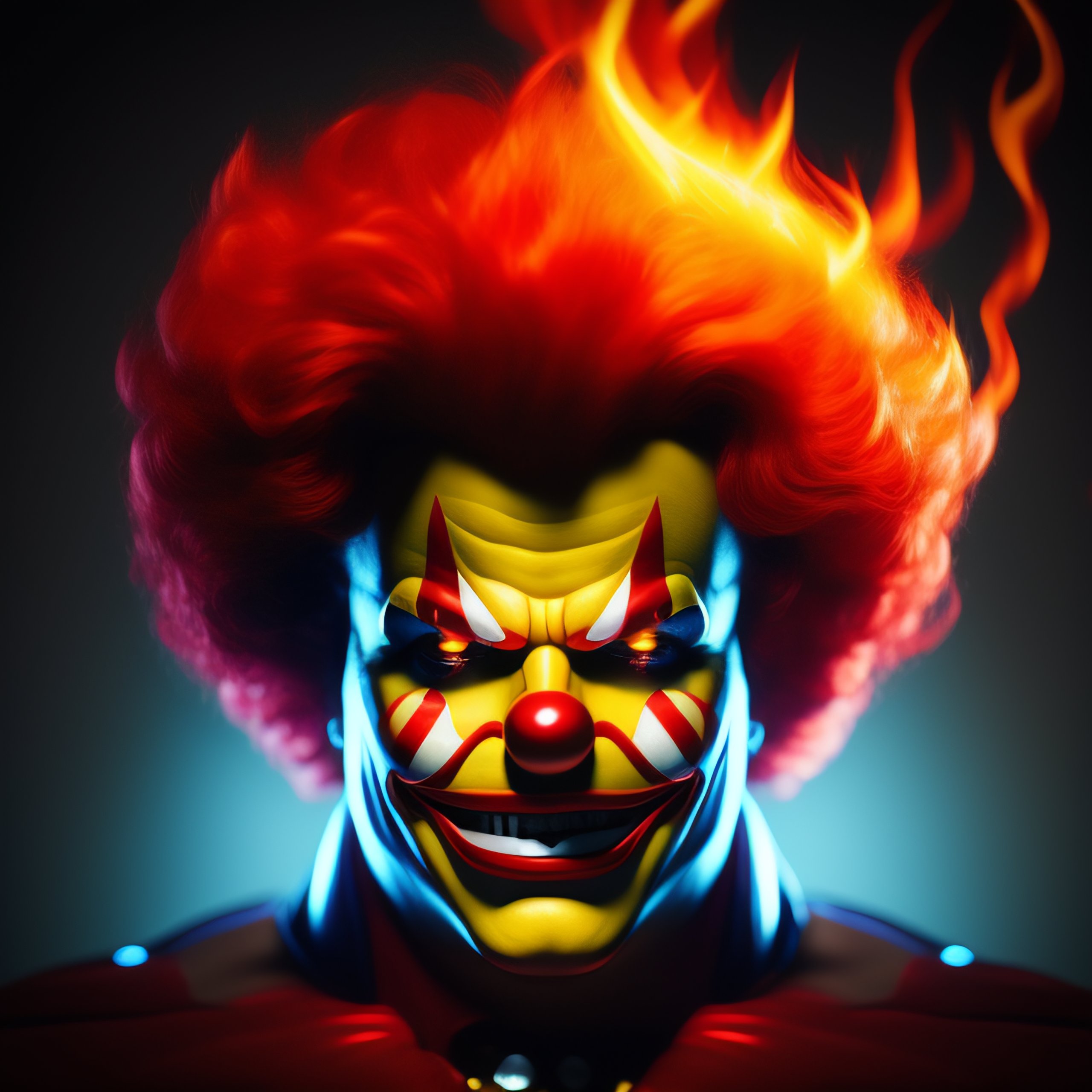 Lexica - Marvel comic style, crown of flames, horror, clown, ambient ...