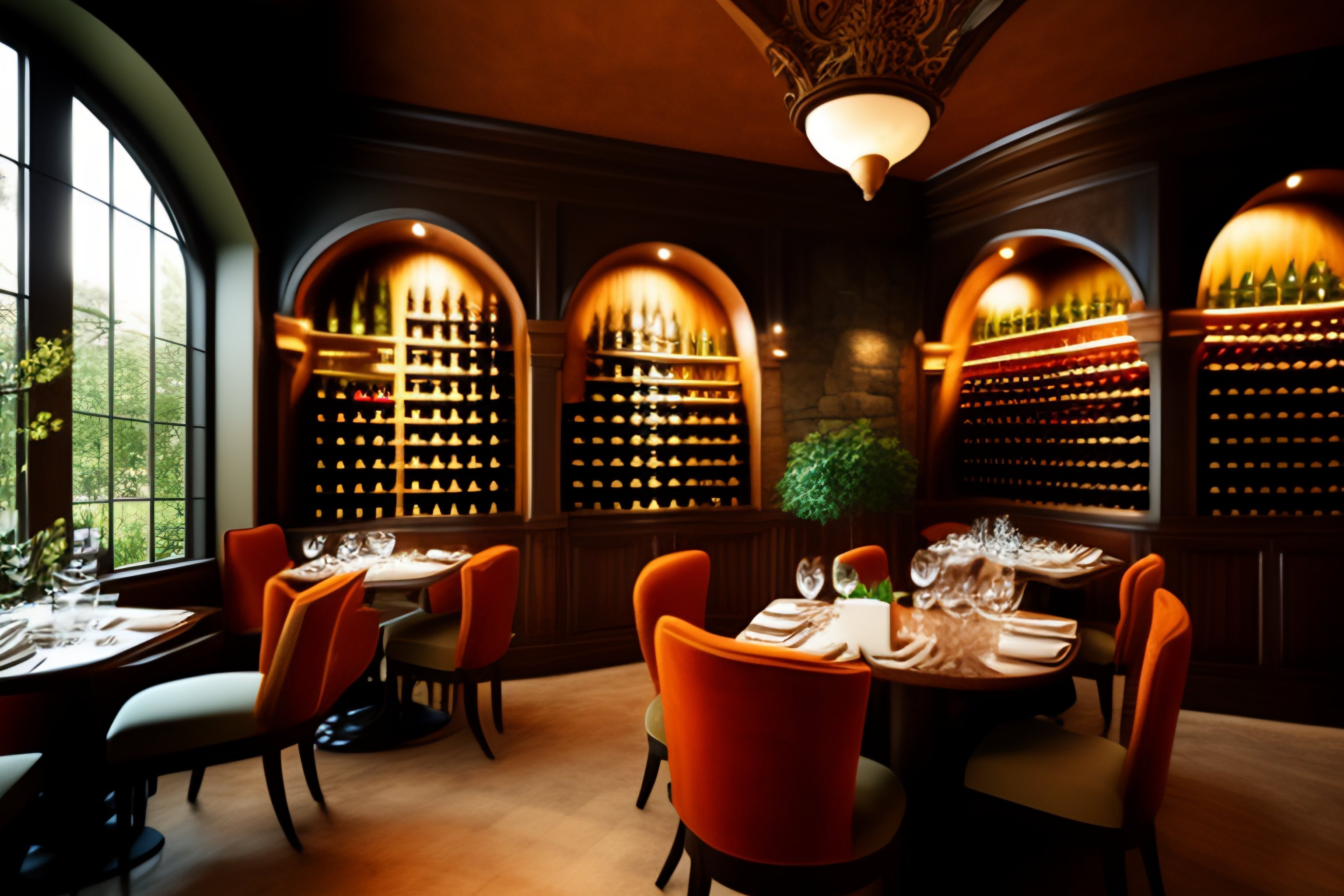 Lexica - Restaurant design::5, wine room, grape wine wall plants::4 ...