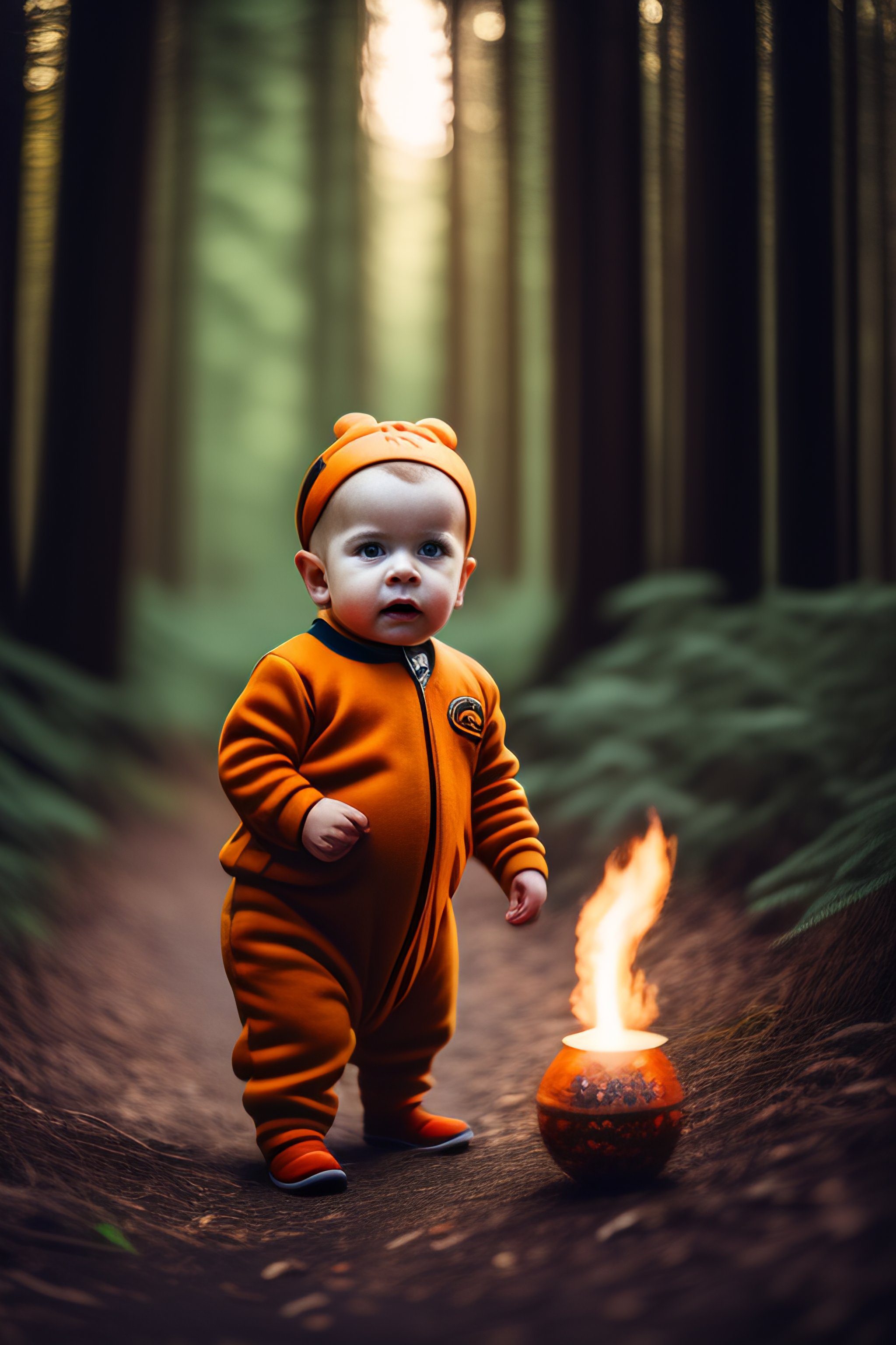 Lexica - Hyper realistic human/Charmander hybrid baby left in the woods ...