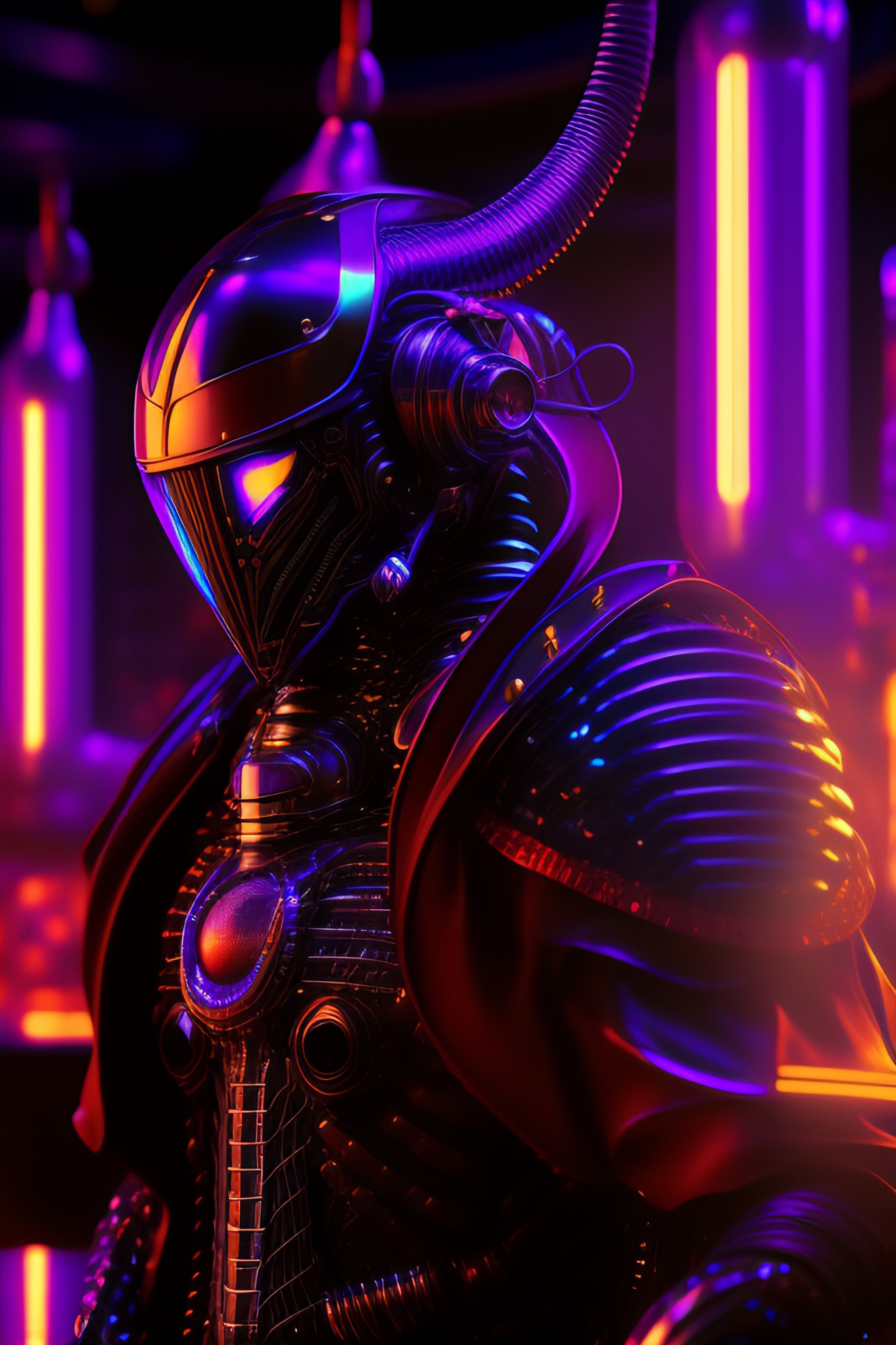 Lexica - Alien man biomechanical mixologist and retro futuristic 60s ...