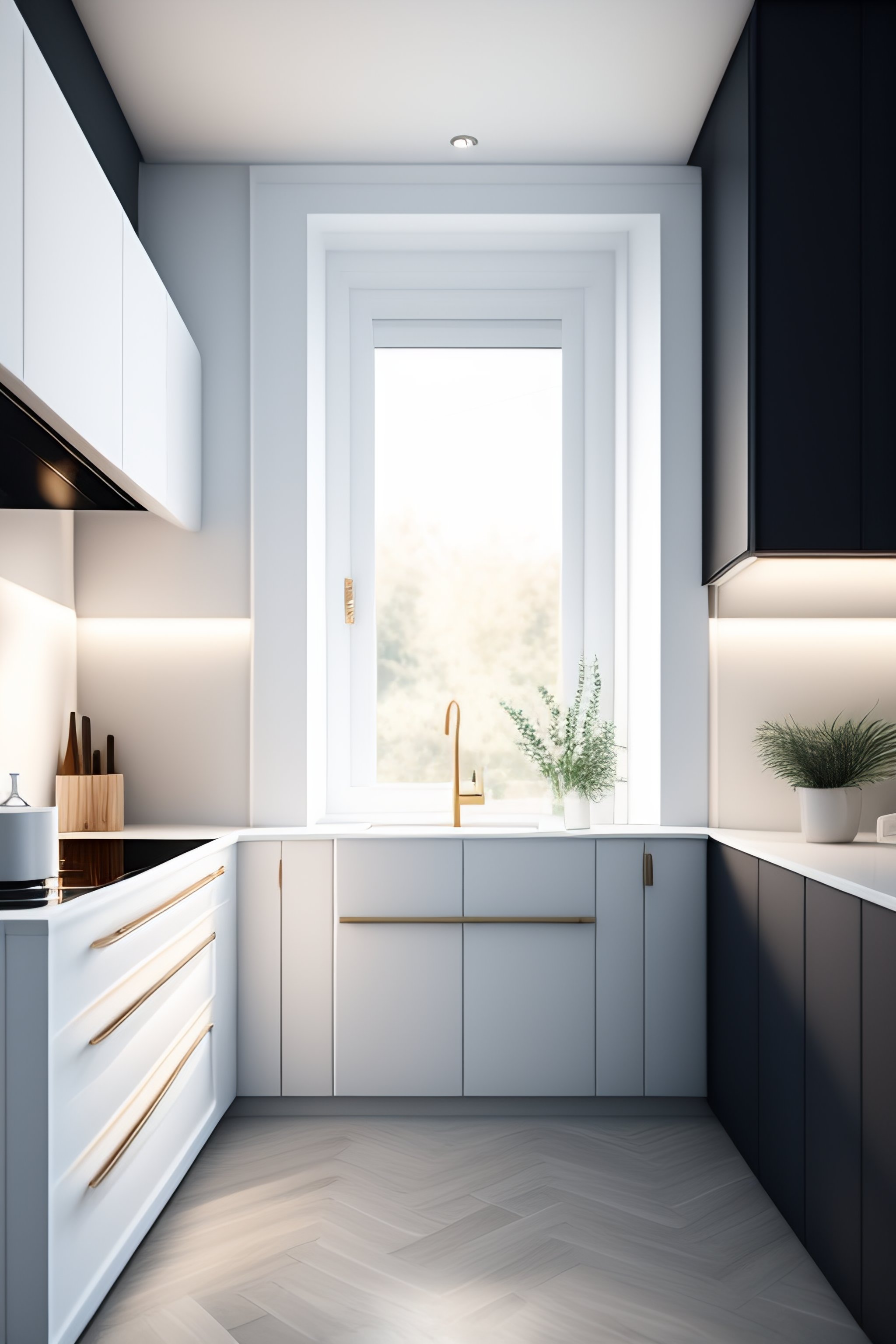 Lexica - A soft white, off white lit modern kitchen, interior design ...