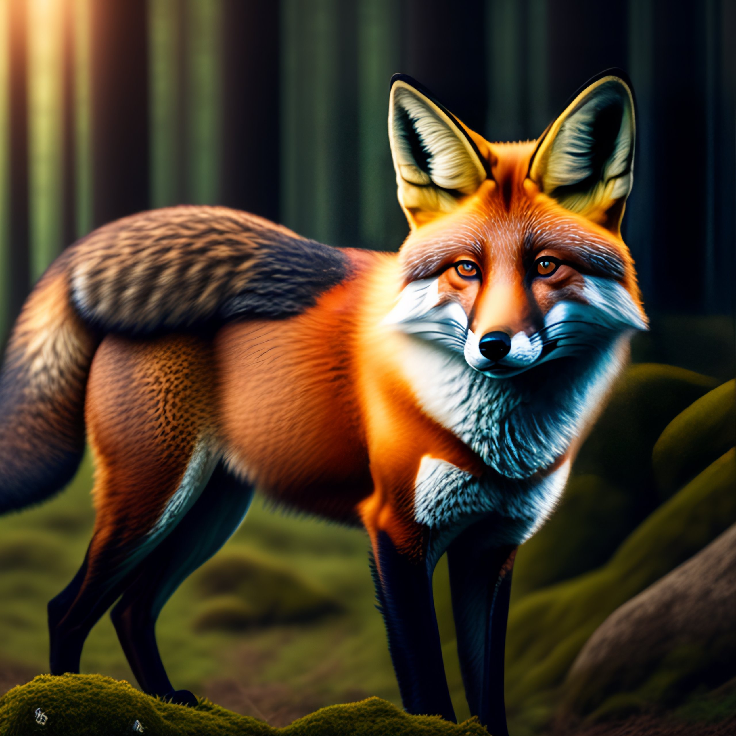 Lexica - Real fox, full body, in a forest, detailed, national ...