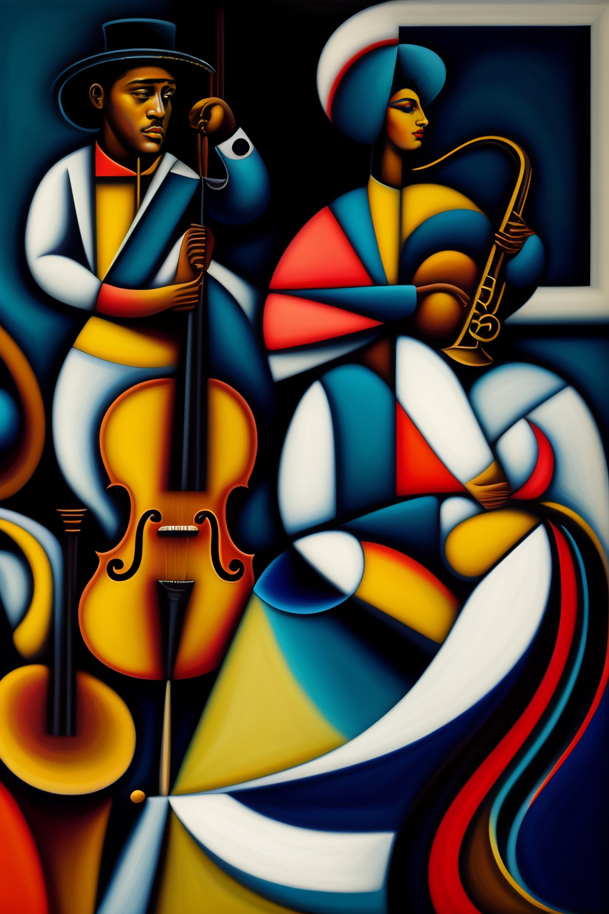 Lexica - A painting of a group of men and women playing jazz and blues ...
