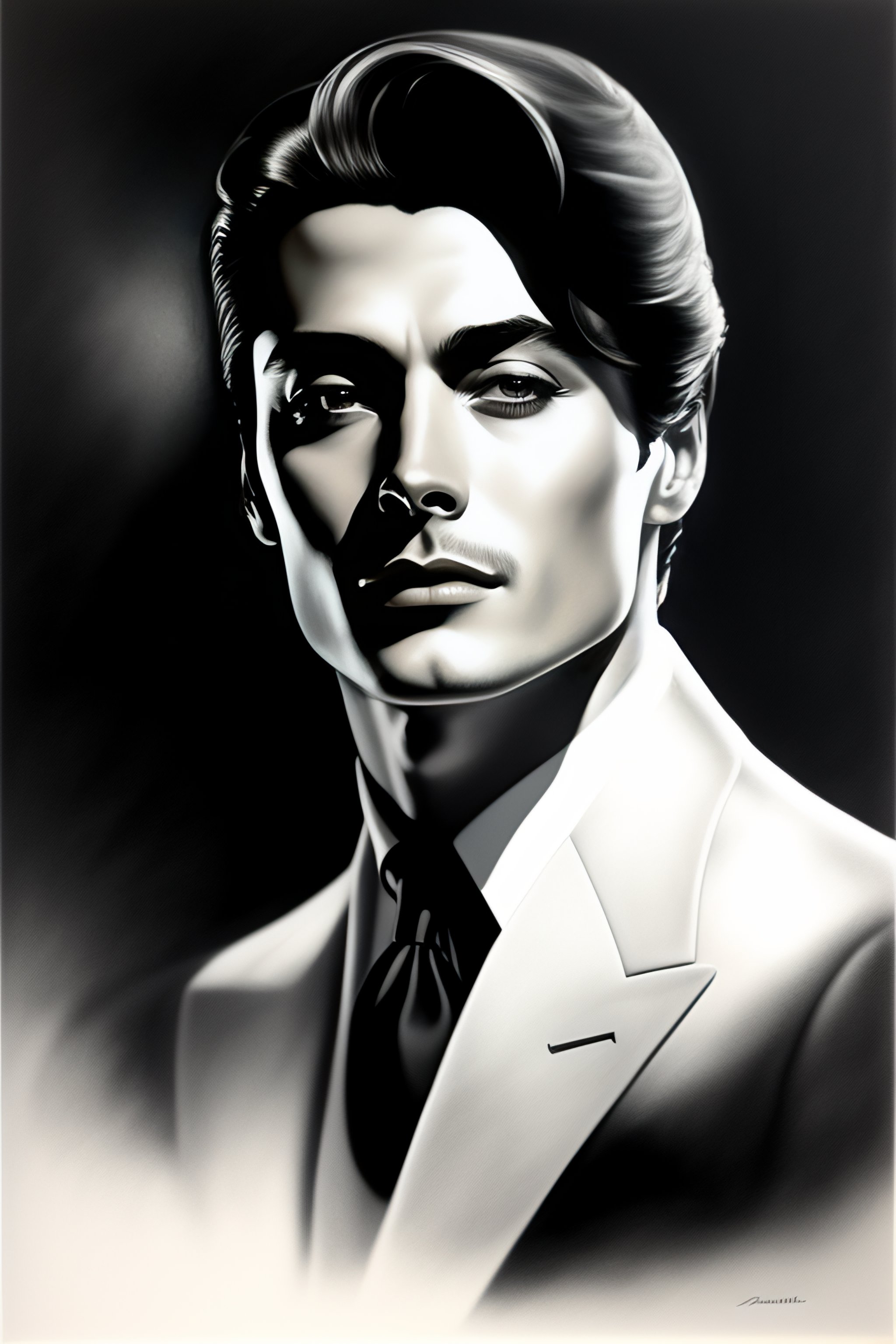 Lexica - Charcoal drawing of alain delon, by Jon Whitcomb