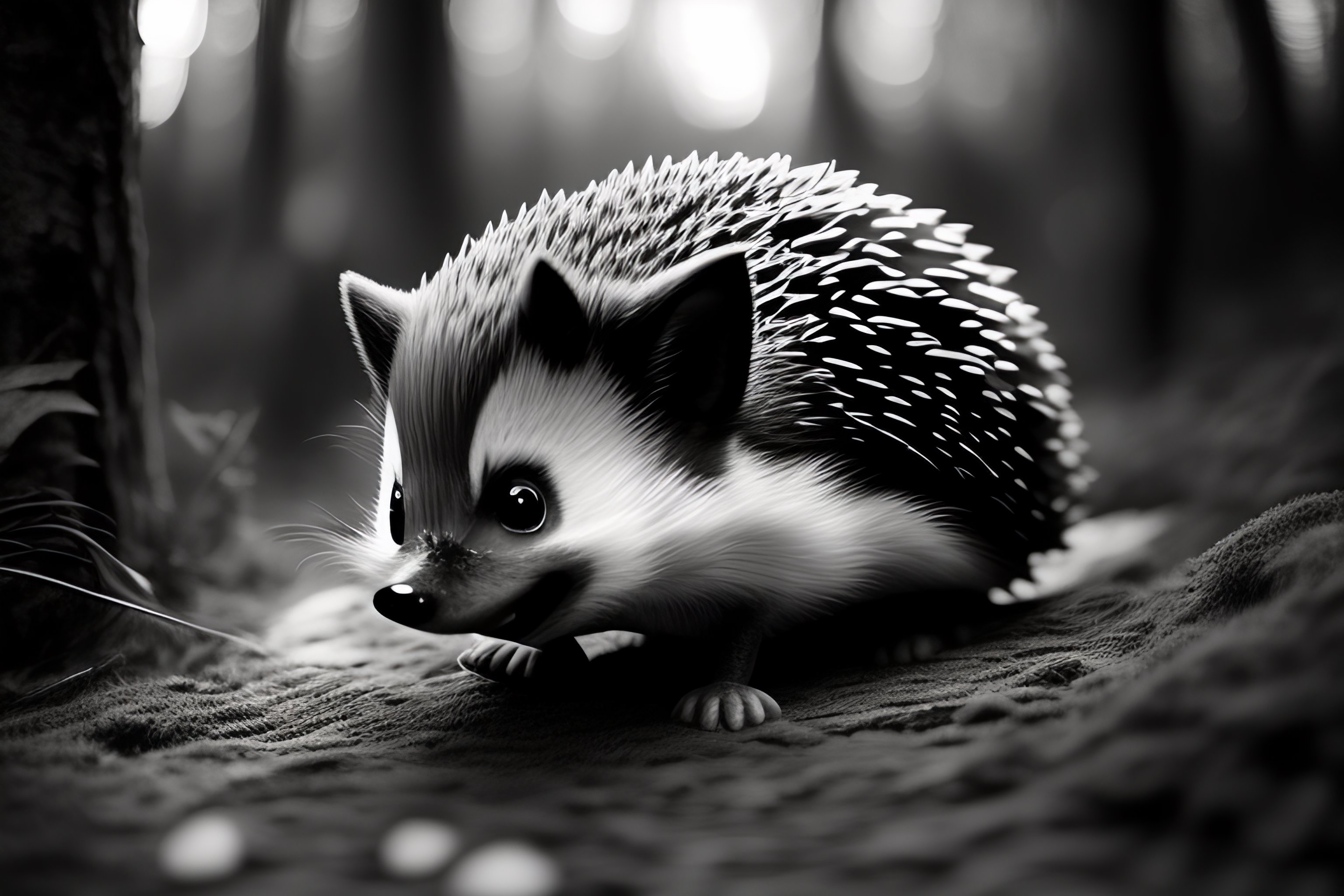 Lexica - Sonic the hedgehog caught on trail cam, black and white, fuzzy ...