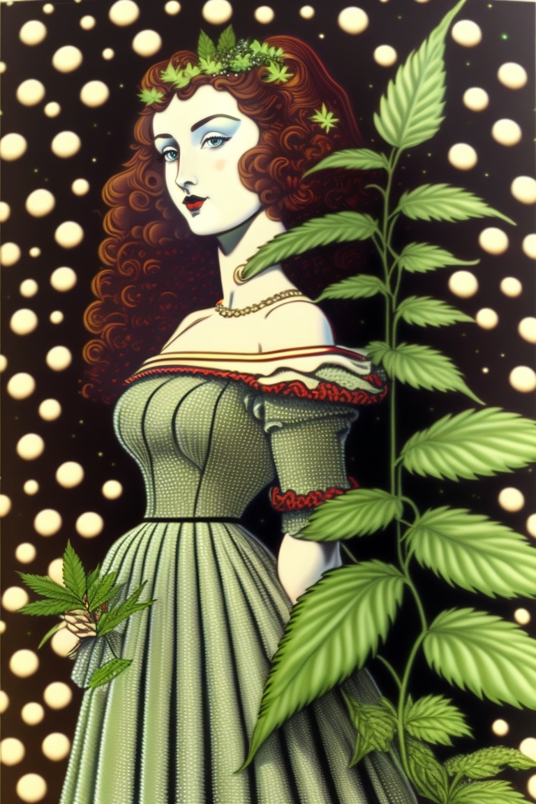 Lexica - Weed goddess in a cannabis plant dress in heaven .,, mystic ...