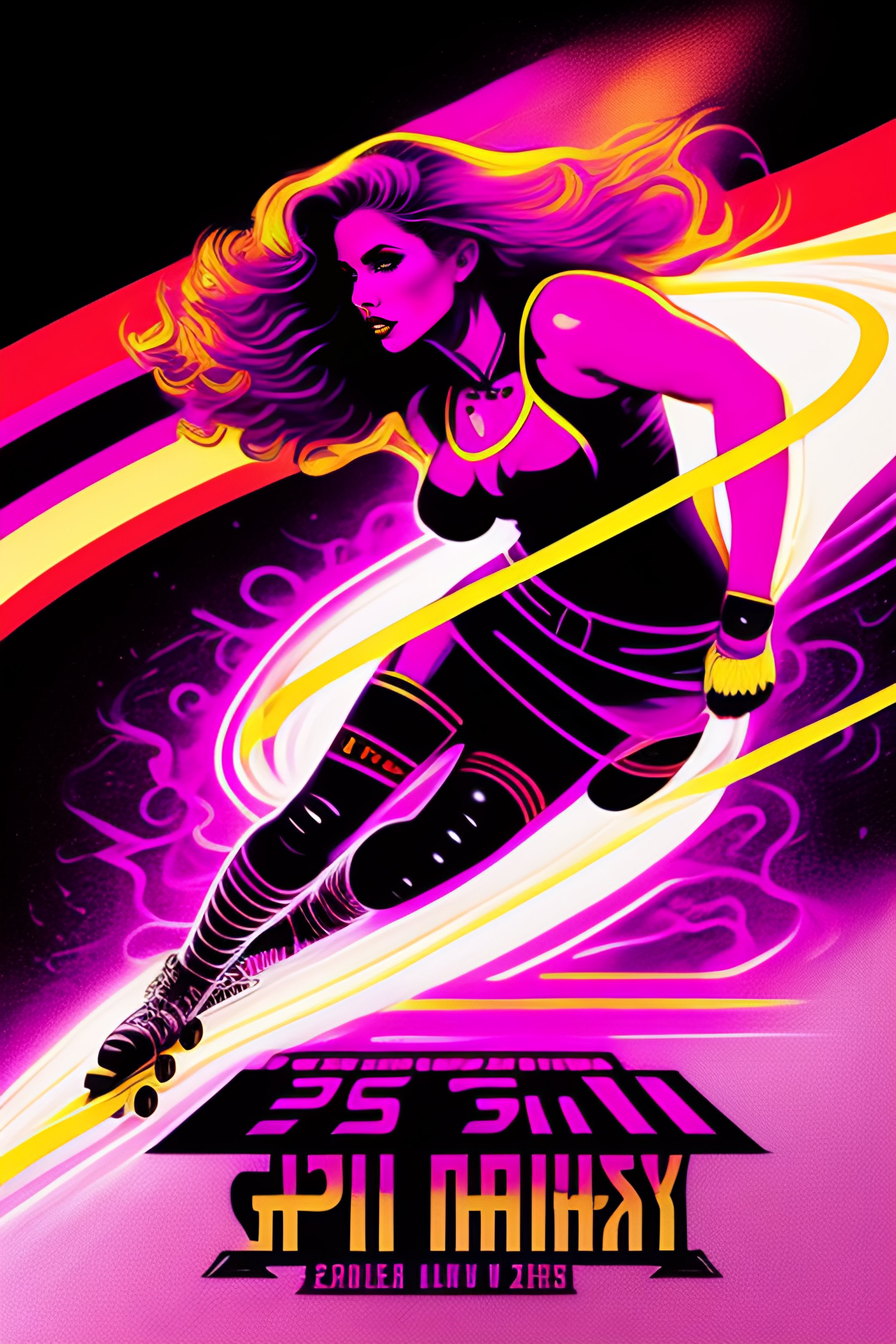 Lexica - Roller derby girl sprinting Cross-Over, logo design by Philippe Caza
