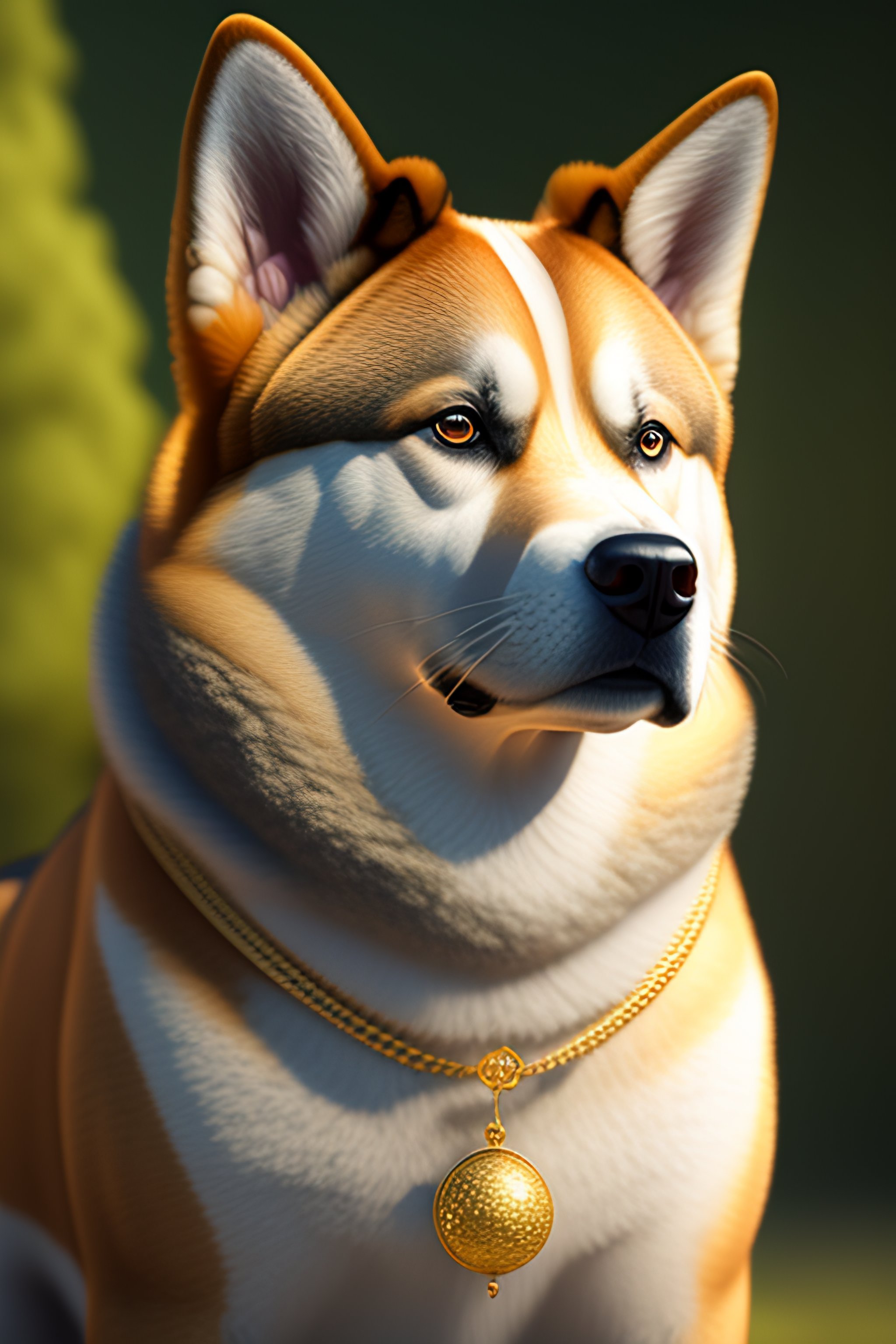 Lexica - Akita inu with clothes gold chain cap, made by stanley artgerm ...