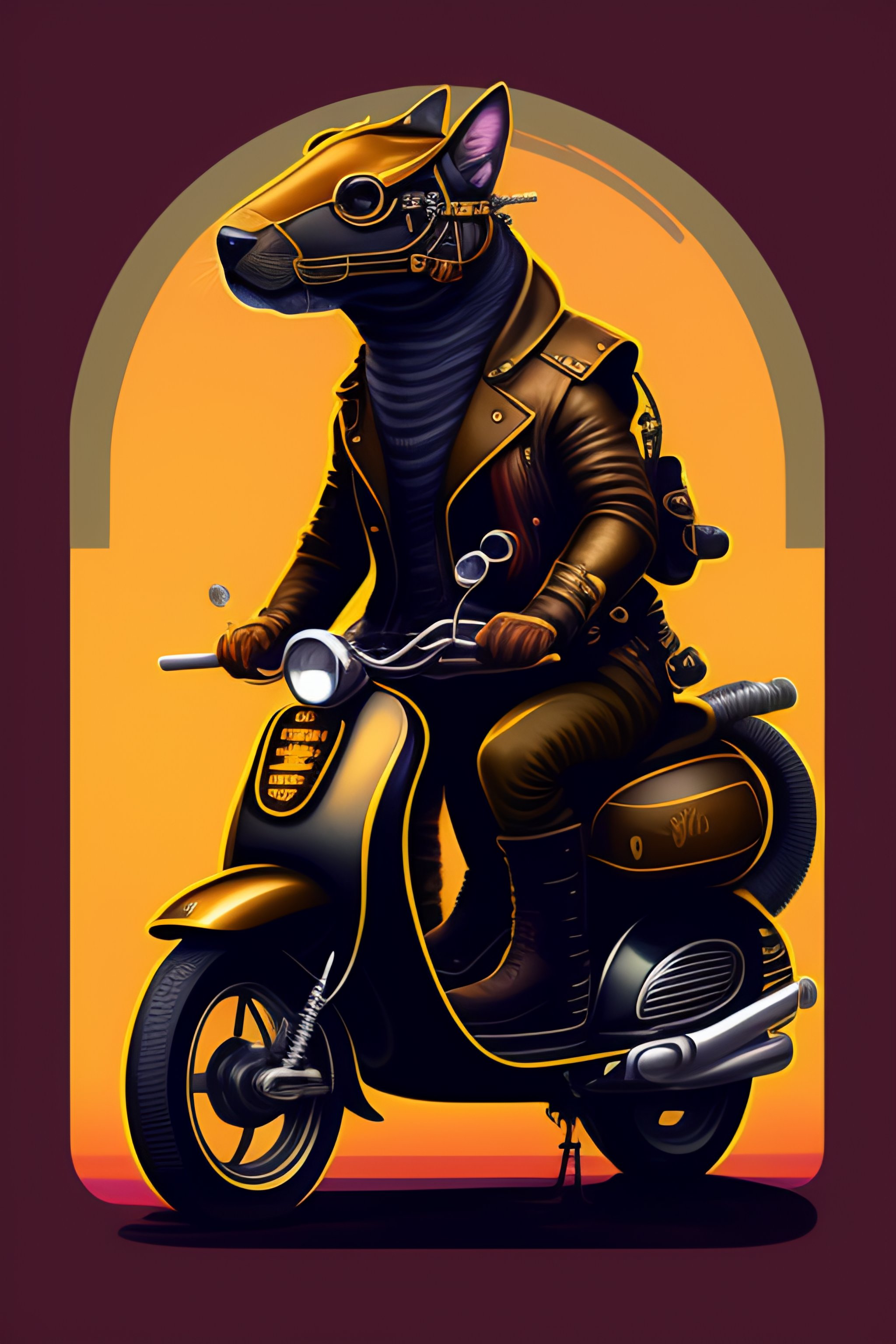 Lexica - A steampunk snake fursona with boots sitting on a vespa moped ...