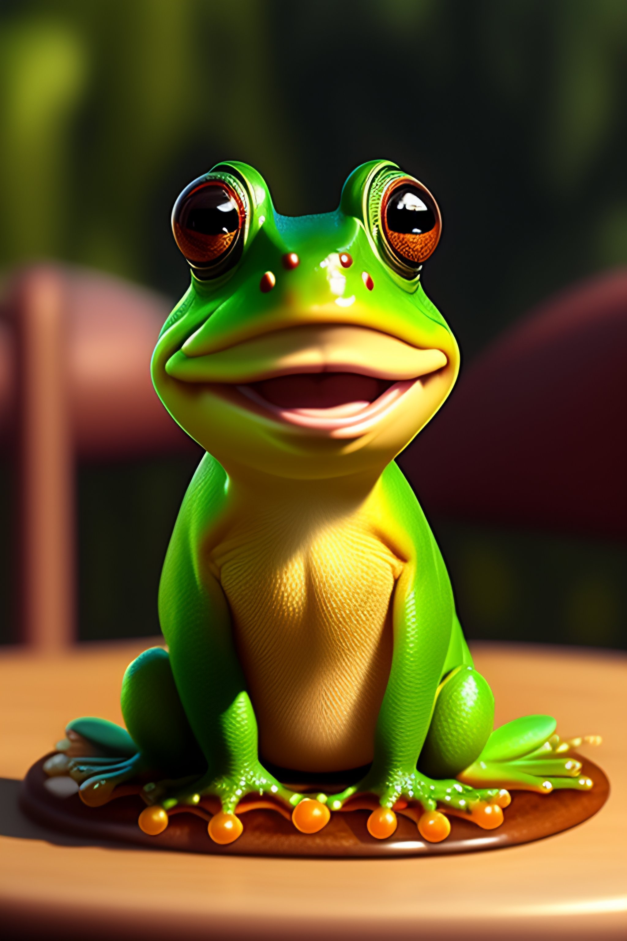 Lexica - Pixar art of a funny smiling frog eating some grapes sitting ...