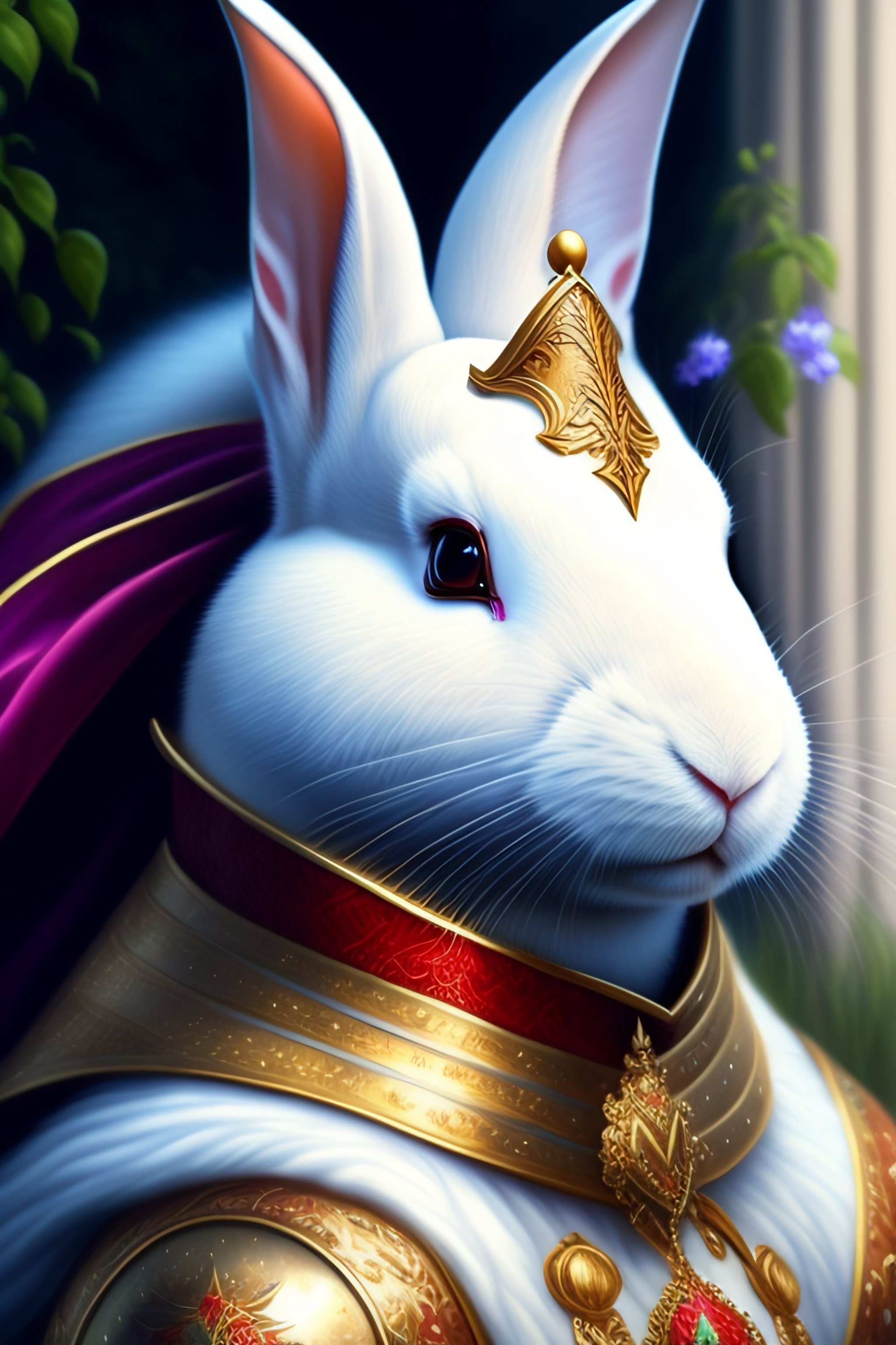 Lexica - A painting of a white rabbit dressed as a knight, digital art ...