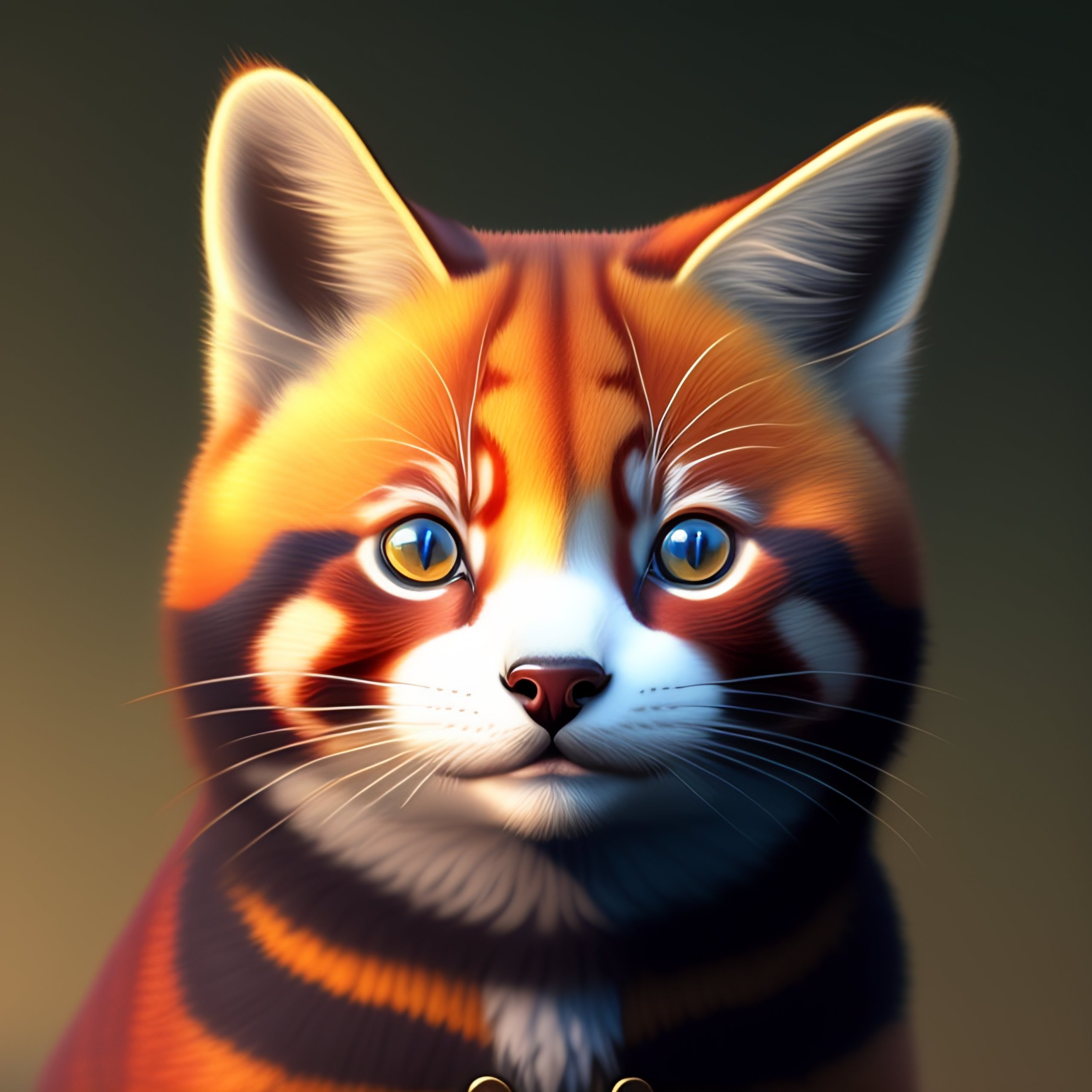 Lexica - Adorable cat with red panda face, low detail, devinart ...