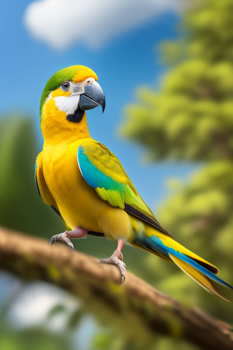 Lexica - A cute little yellow parrot bird with a long tail and small ...