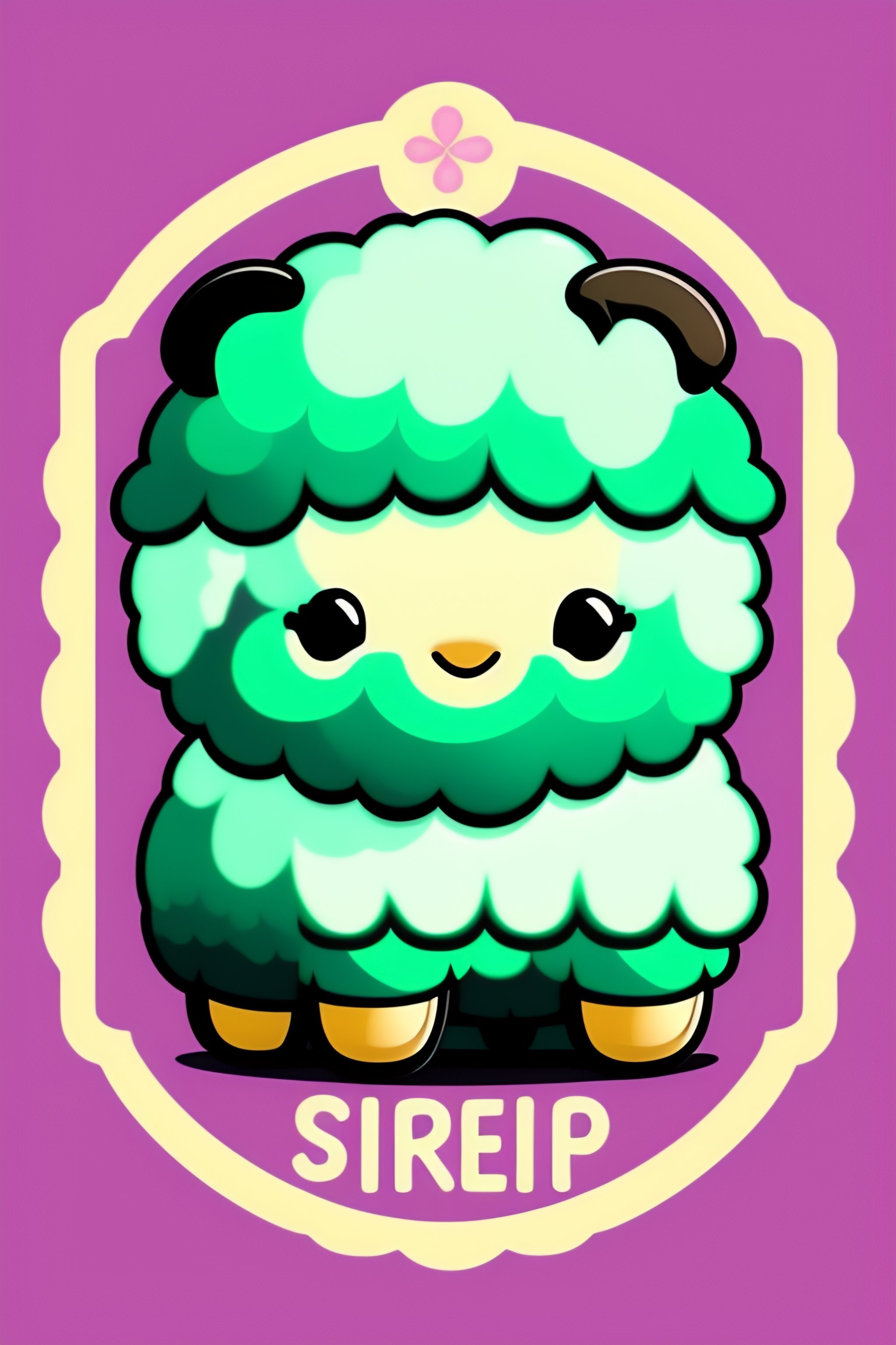 Lexica - Cute sleep sheep chibi cartone style , mint tone, logo