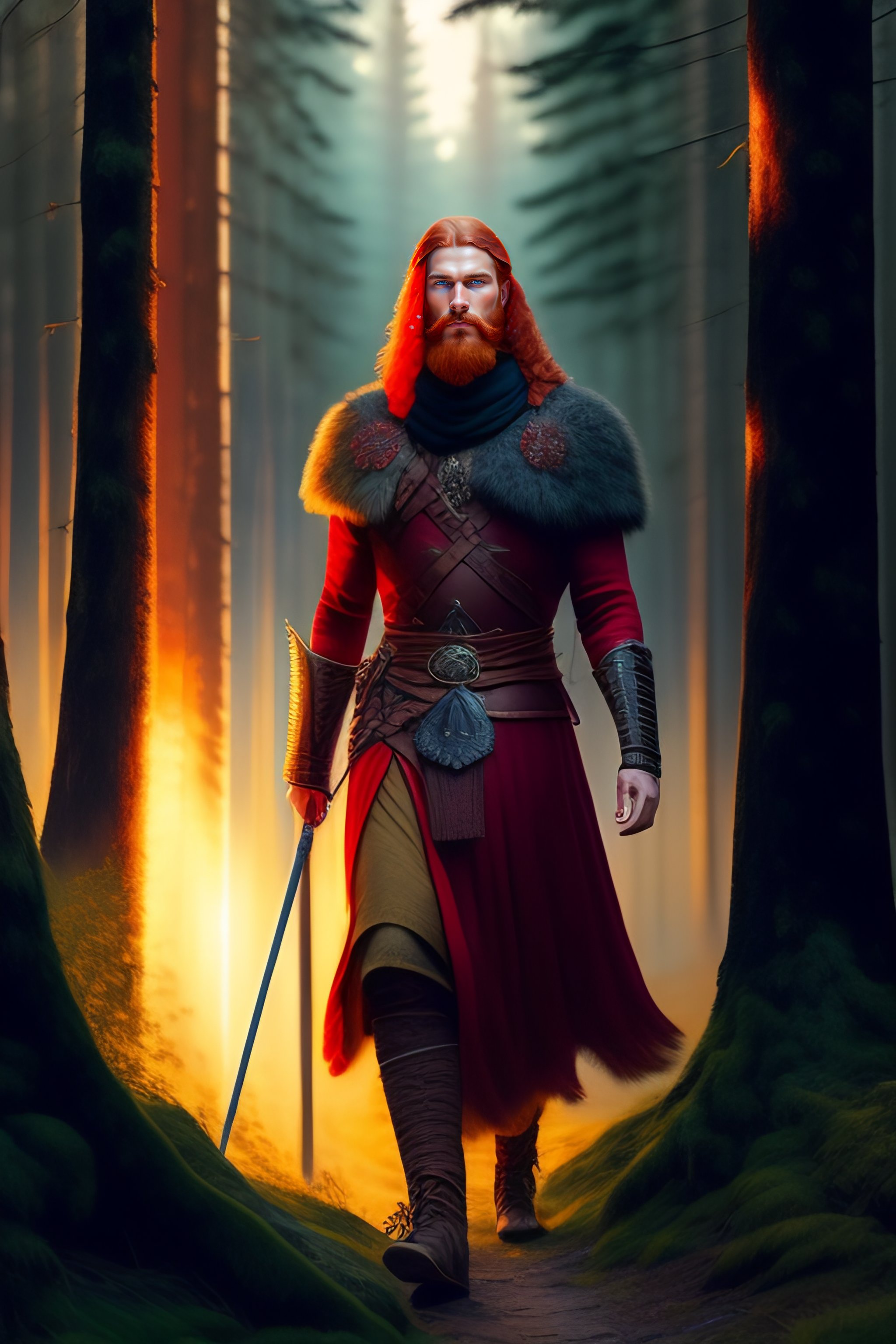 Lexica - Warrior red head man, woolen torso in medieval clothes ...