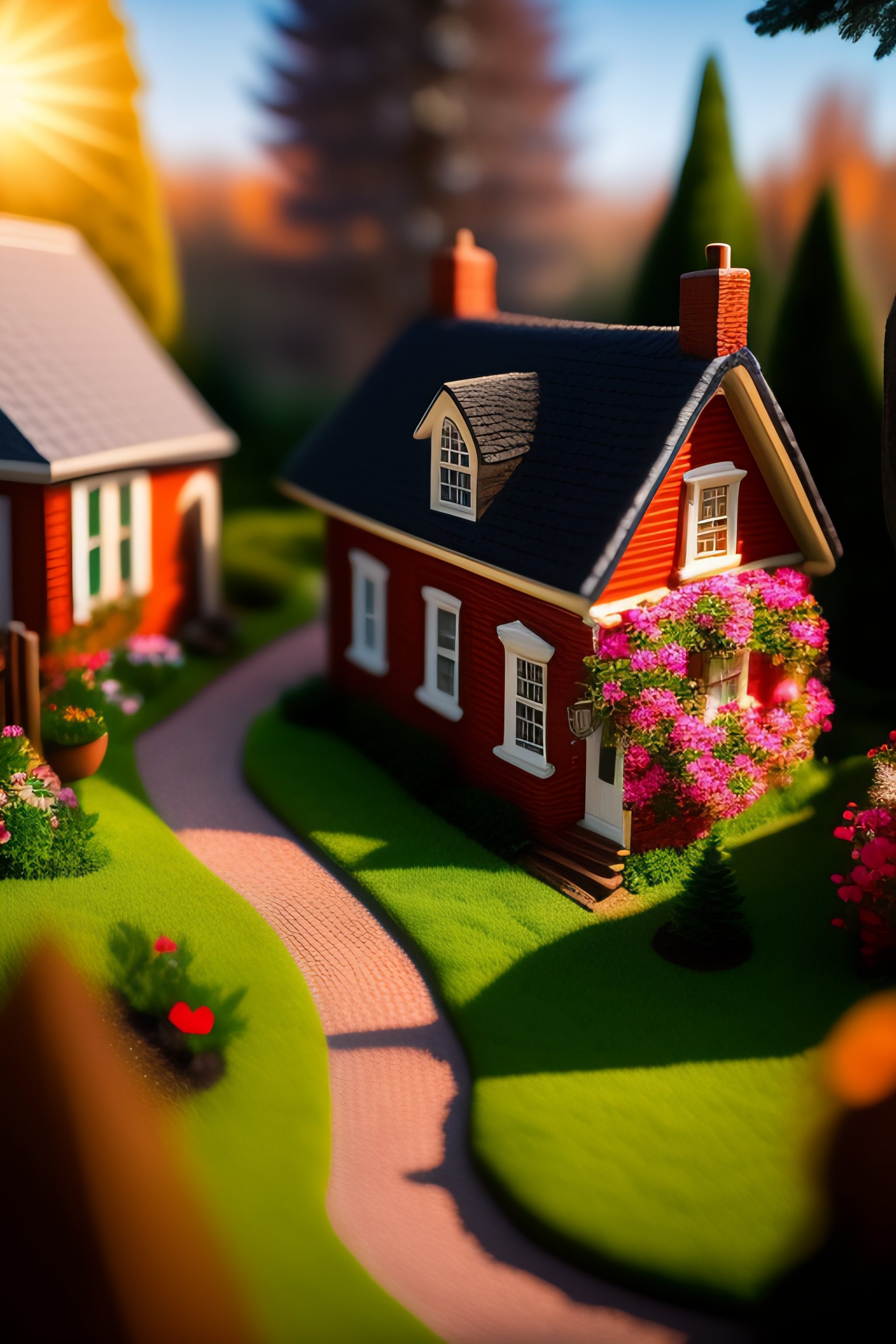 Lexica - Realistic miniature diorama village in North America, wooden ...