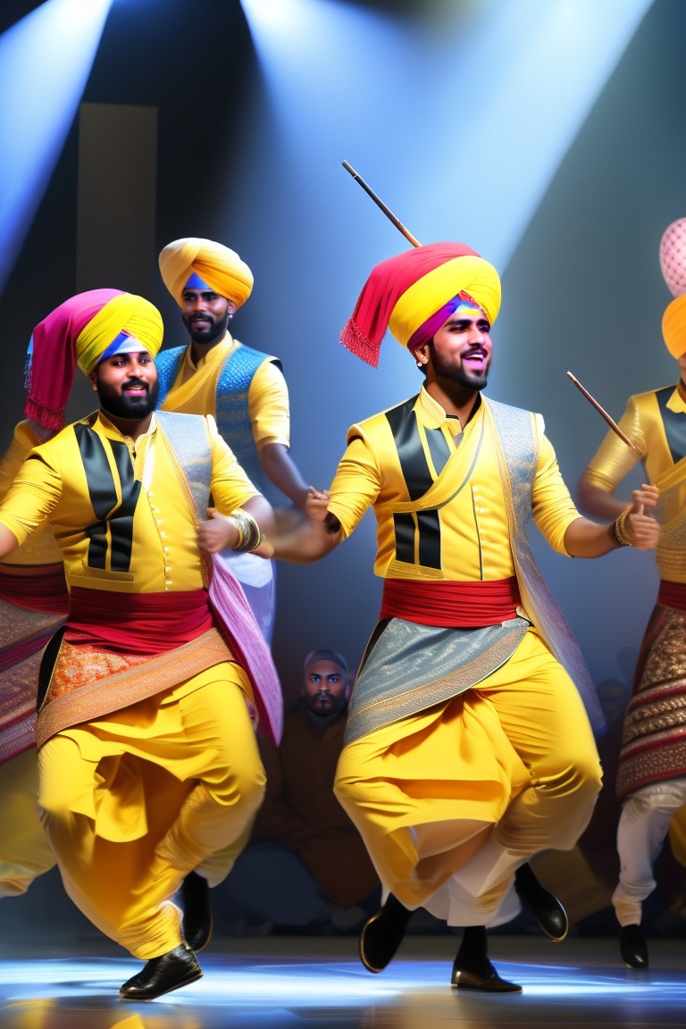 Lexica - Punjabi cultural show background, bhangra dancing young lad ...