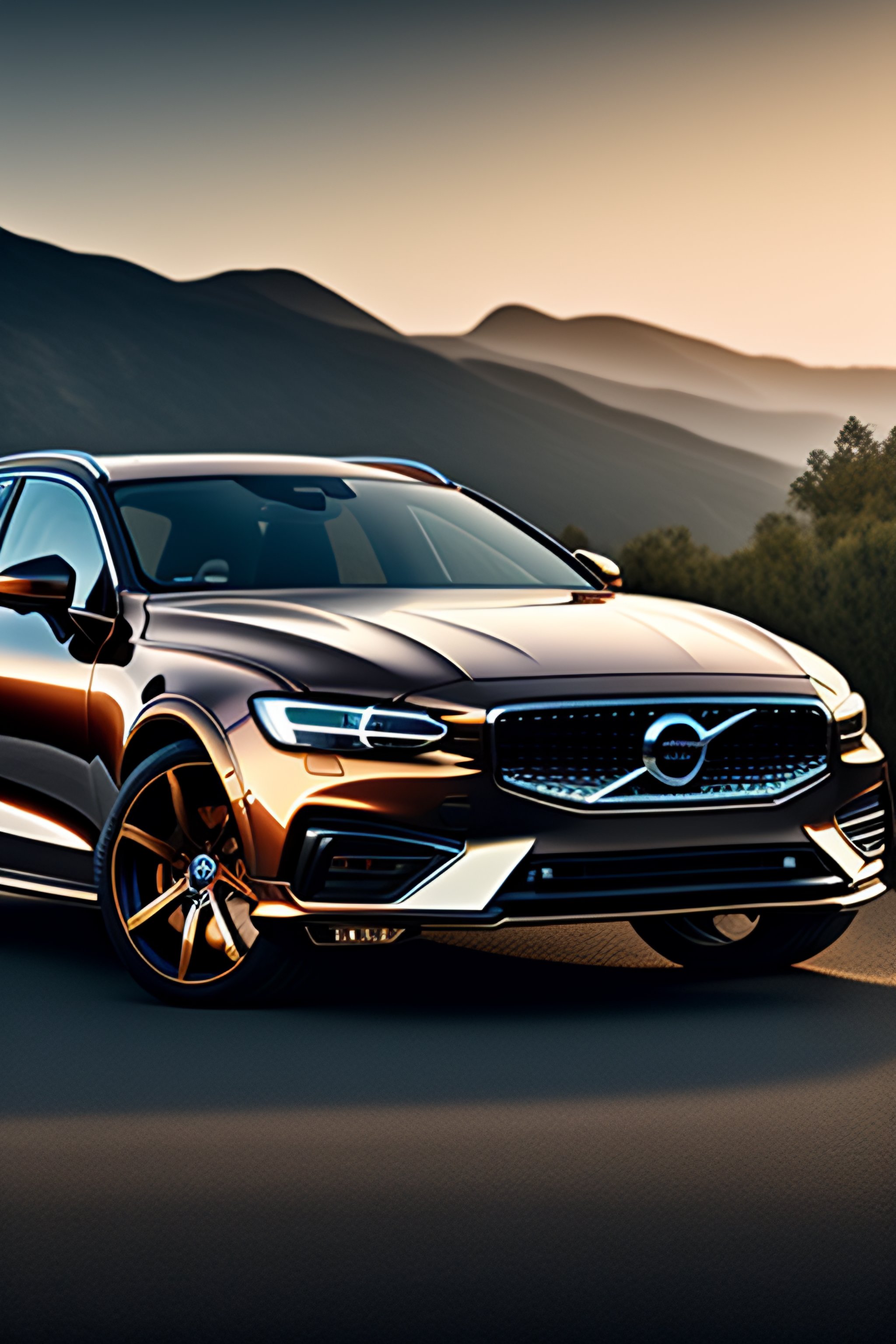 Lexica - Steampunk Volvo V60, with flat tyres.