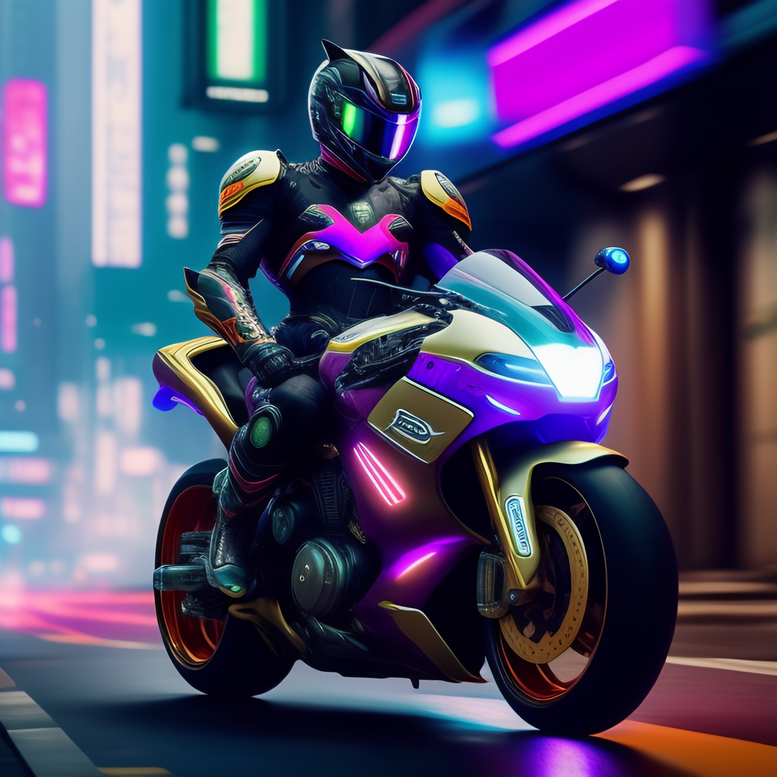 Lexica - A Kamen Rider wearing a full-body tech mech rides a motorcycle ...