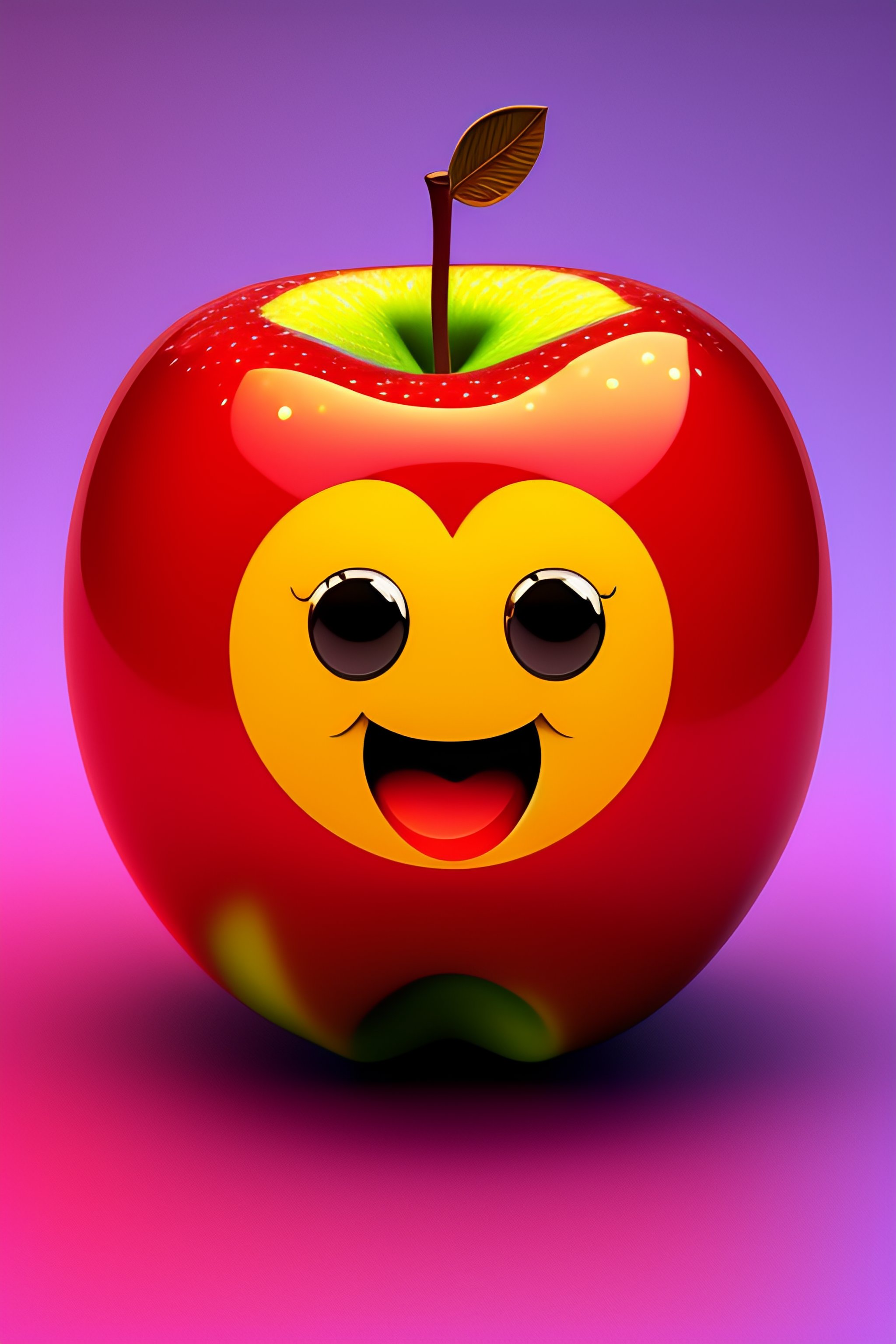 Lexica - An cartoon Apple ,smiles and ENJOY in the spaces , art , 4k