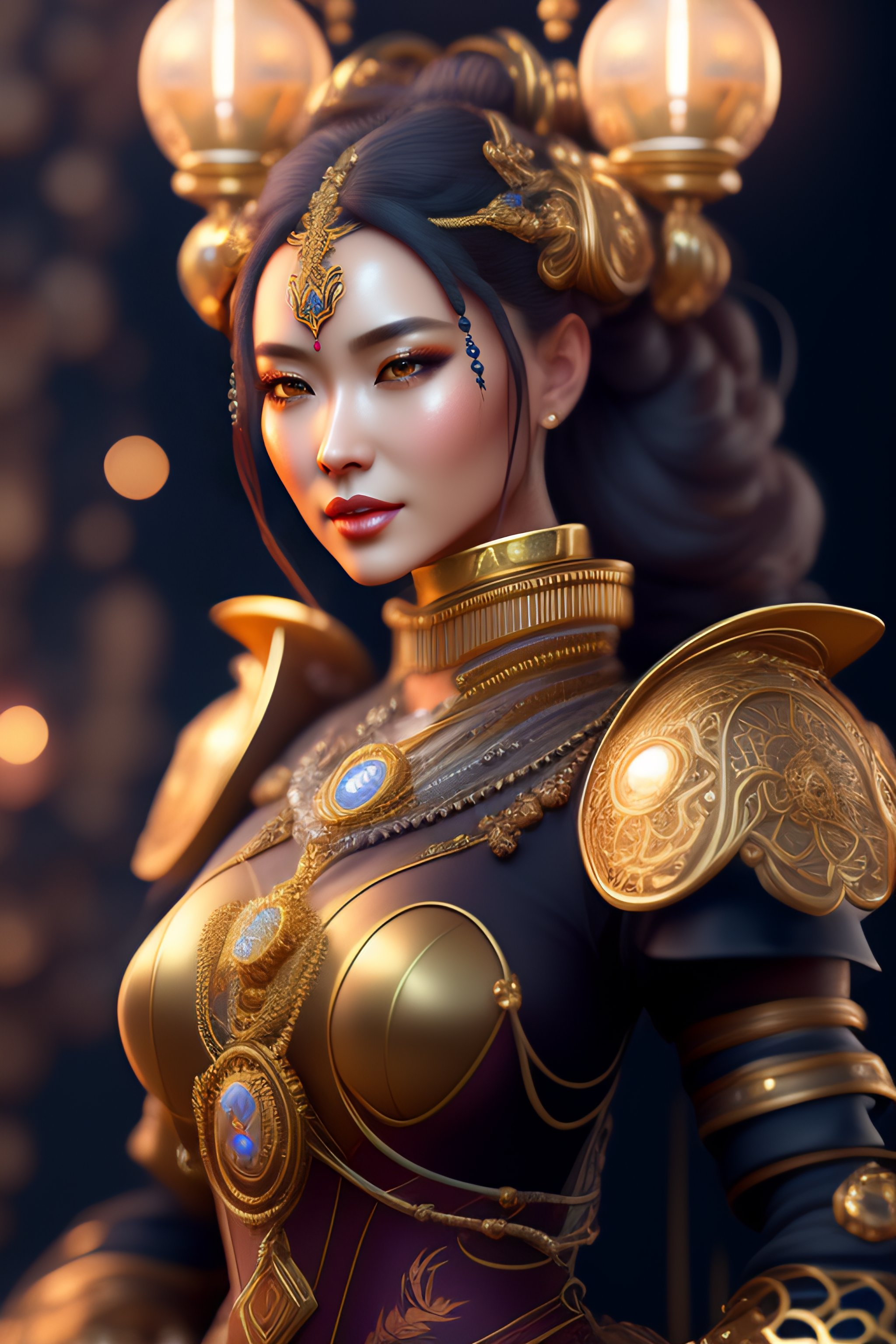 Lexica - Full body portrait of steampunk maya short hair pearl lucent ...