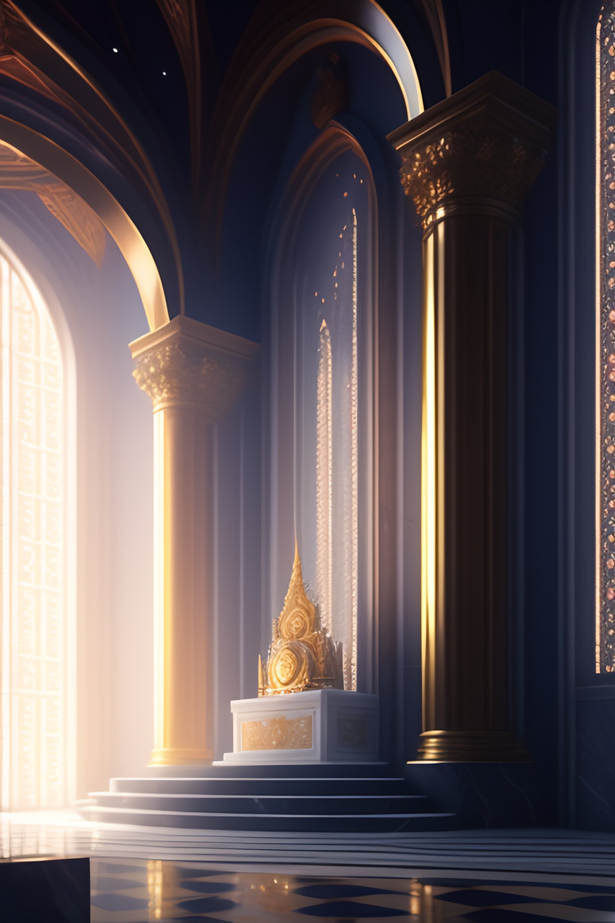 Lexica - A crowded throne room, white marble, god rays, epic cityscape ...
