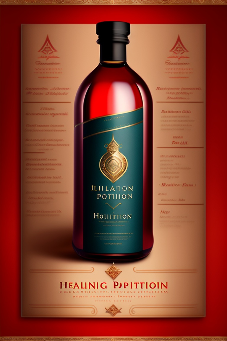 Lexica - Flyer advertisement for healing potion, red potion, glass ...