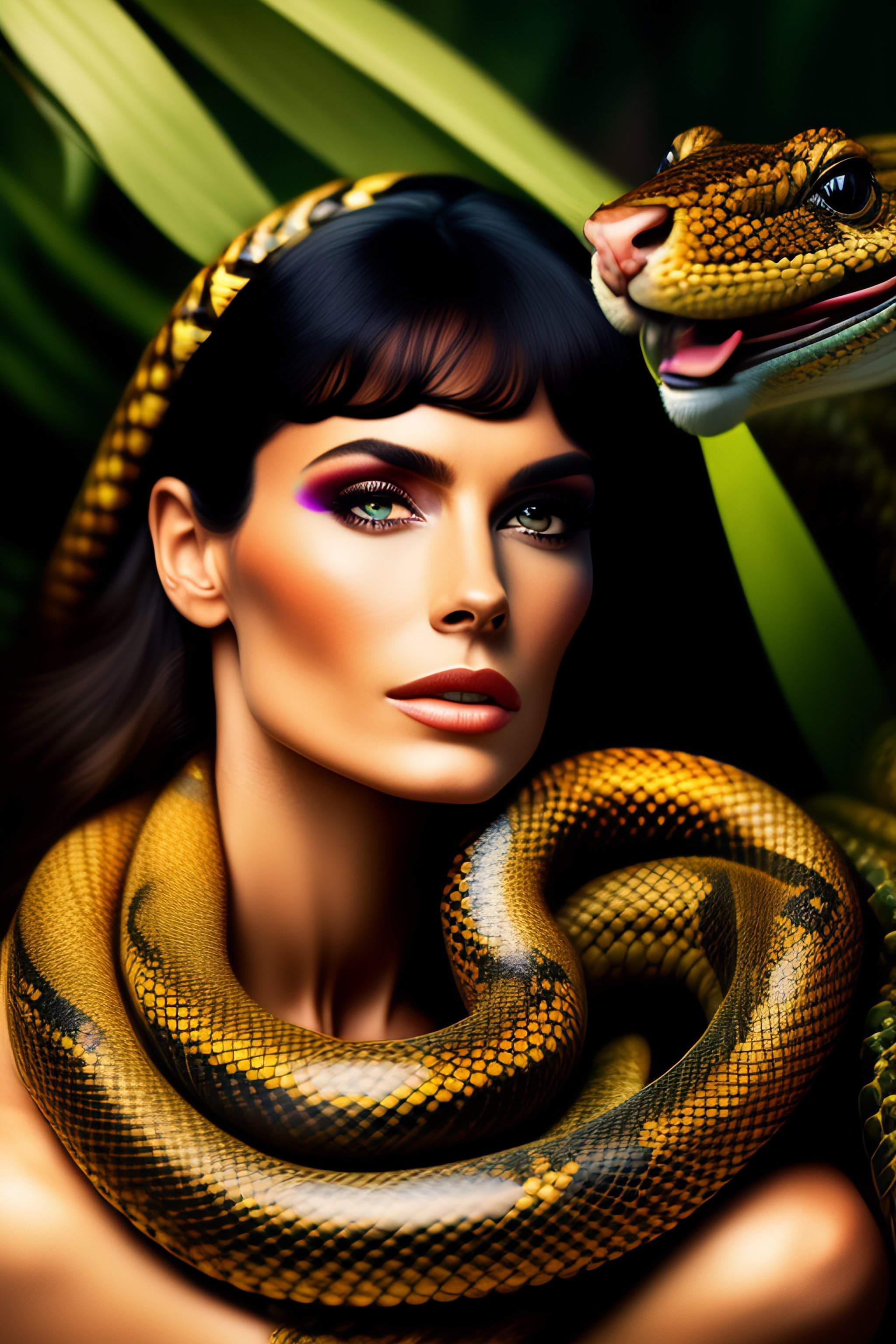 Lexica - Remove Use these settingsbeautiful woman, coiled by a snake ...