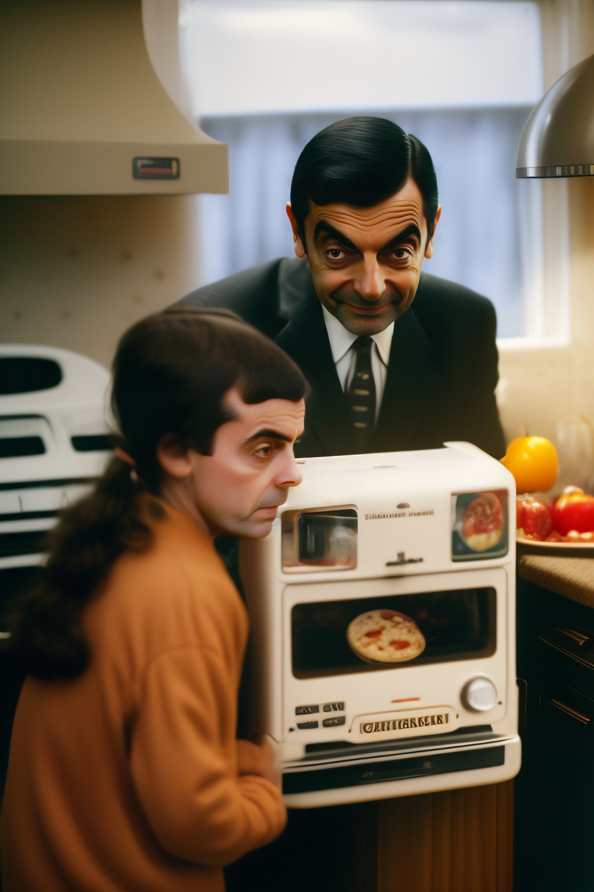 Lexica - A polaroid of Mr Bean cooking