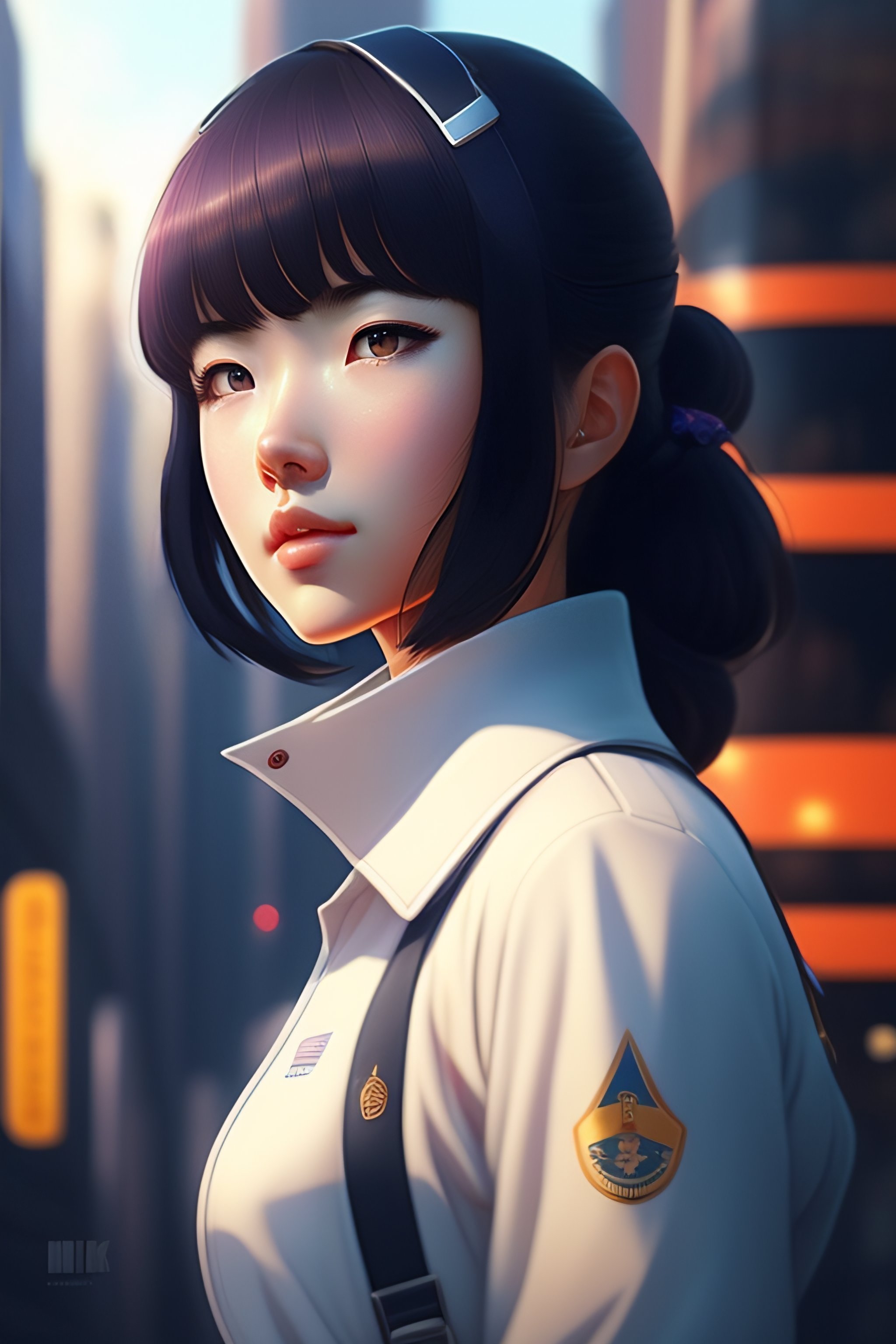 Lexica - A cute girl wearing school uniform standing in the city ...