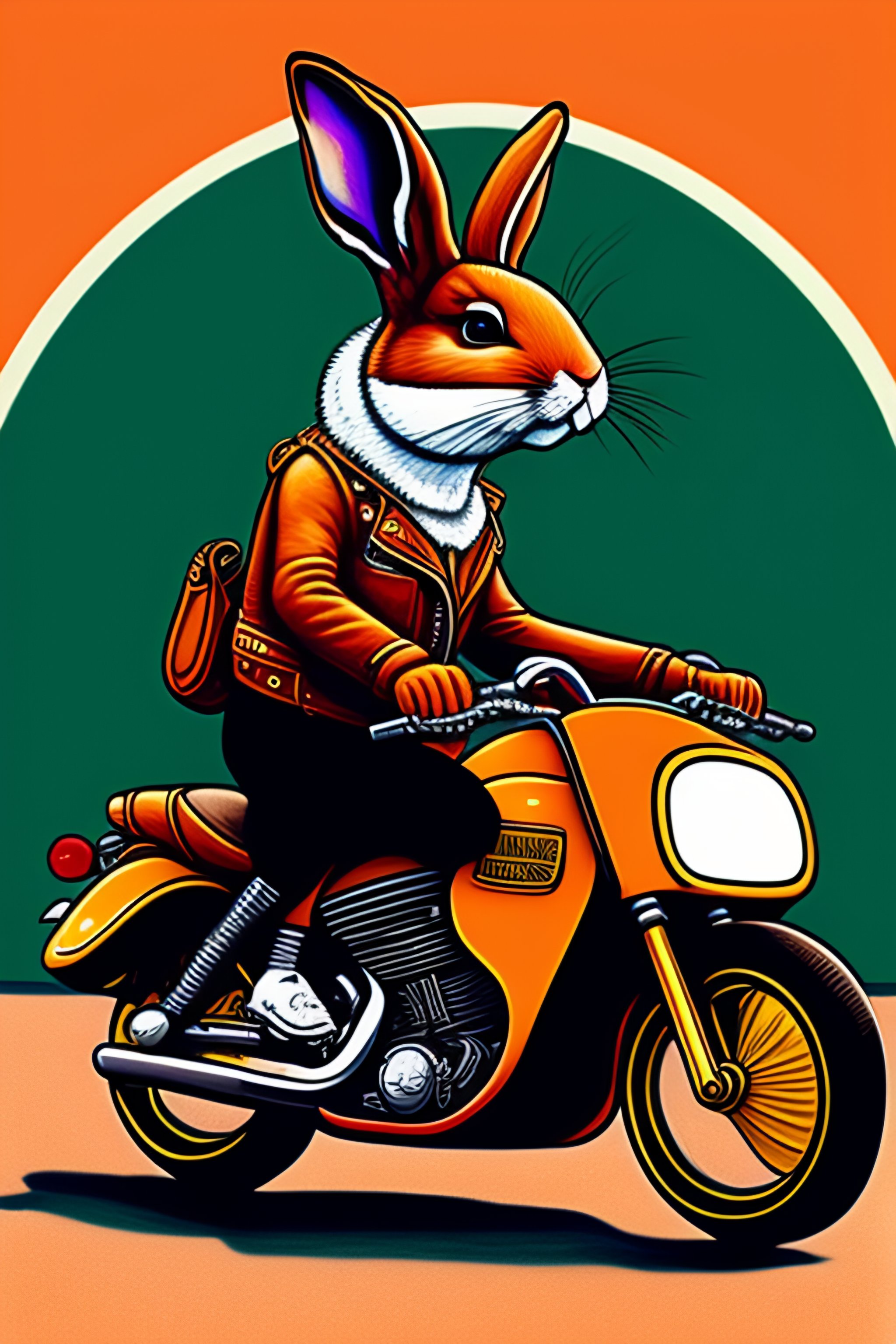 Lexica - Drawing of a rabbit riding a harley davidson motorcycle, with ...